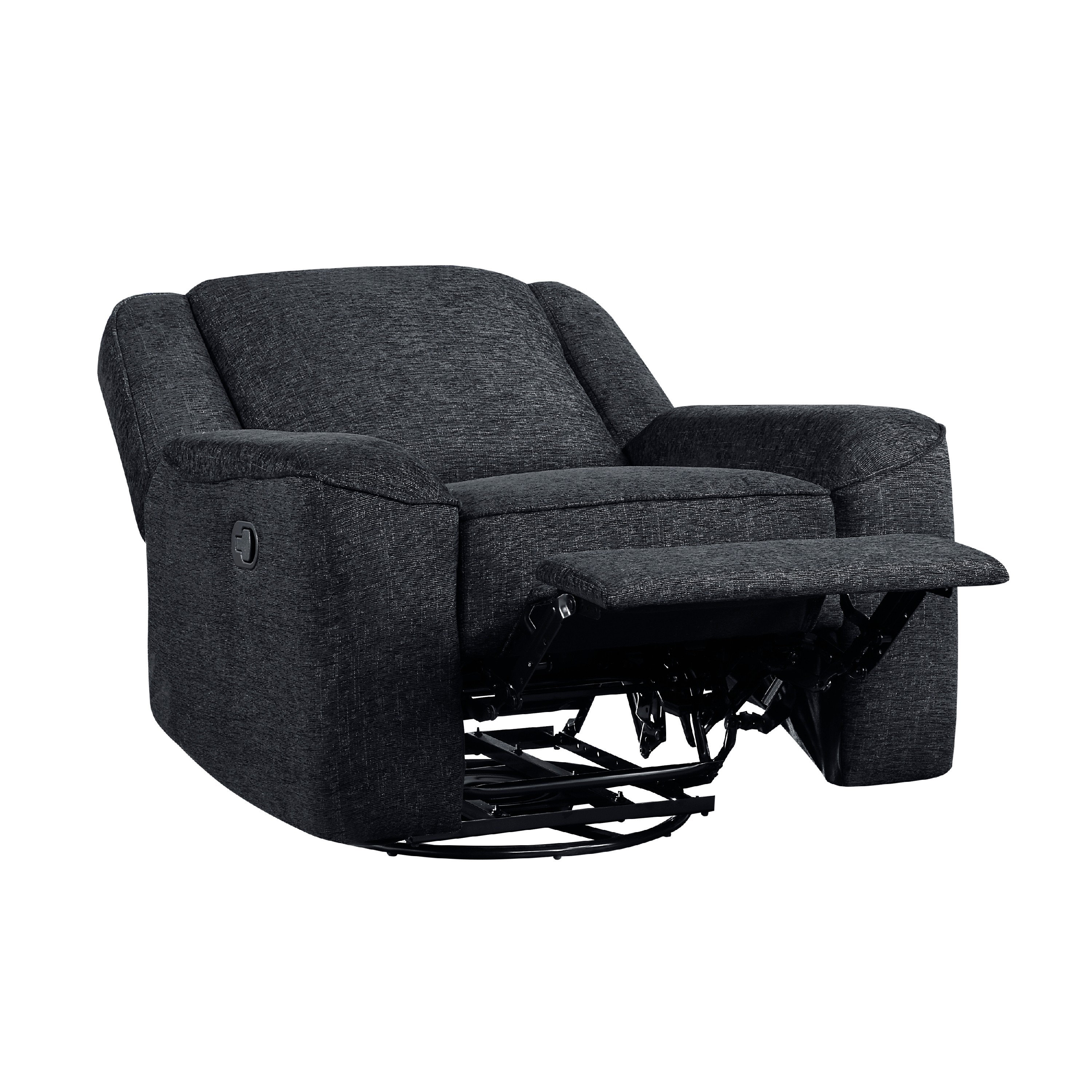 Benjara Ruma Swivel Manual Reclining Chair W Tab Pull, Ebony Black ...