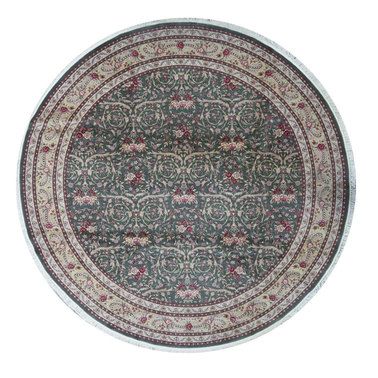 Bokara Rug Co., Inc. Hand-Knotted High-Quality Green and Gold Round ...