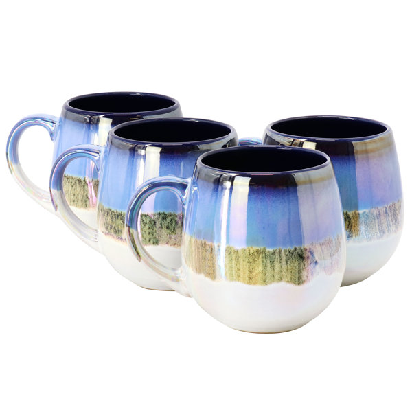 Gibson Meritage Luster 4 Piece 19.6 Ounce Reactive Glaze Stoneware Mug ...