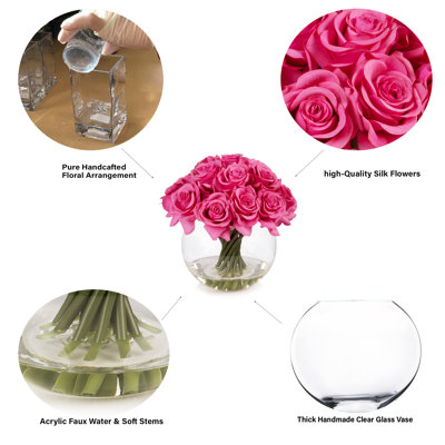 Primrue Silk Rose Arrangement in Vase | Wayfair