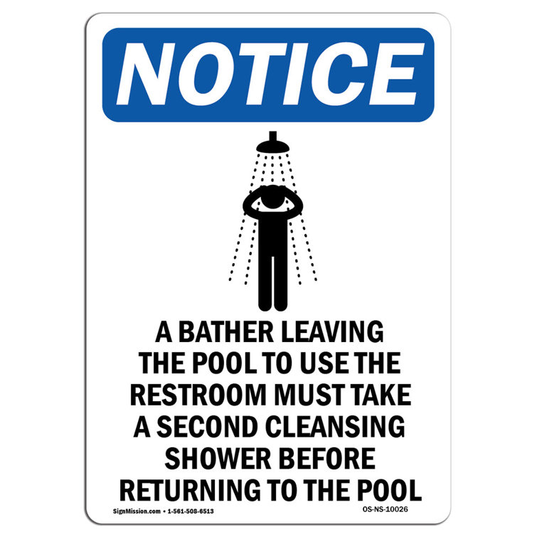 SignMission Osha Notice A Bather Leaving the Sign with Symbol - Wayfair ...