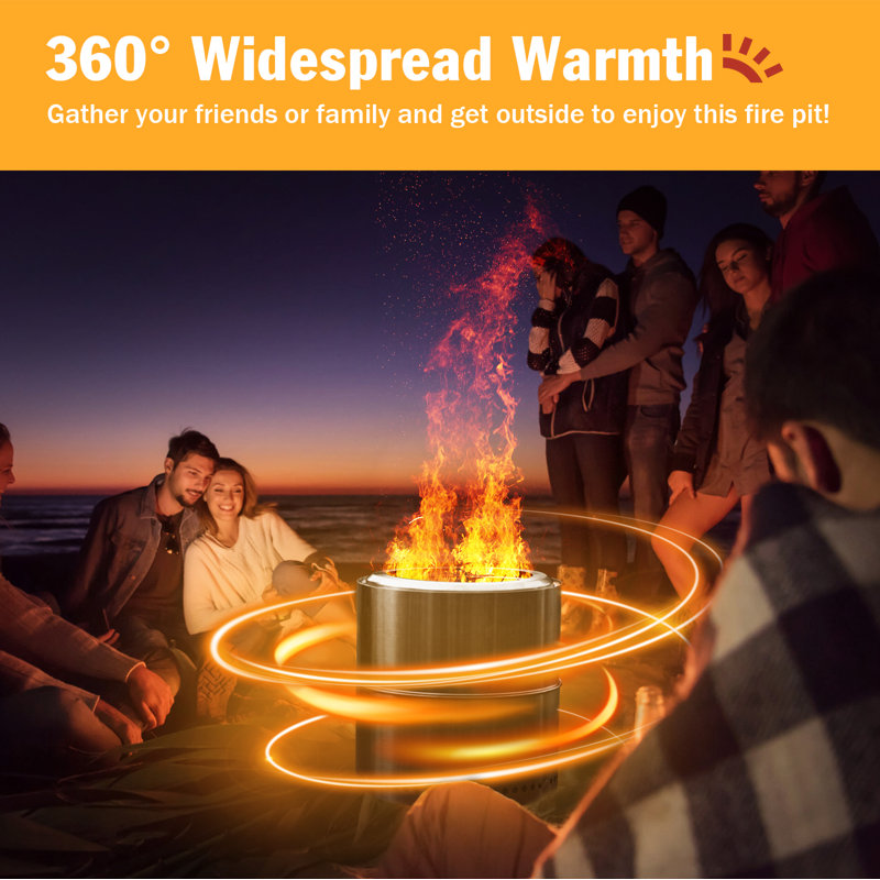 Ebern Designs Portable Outdoor Fire Pit With Bbq Forks, Carry Bag, And ...