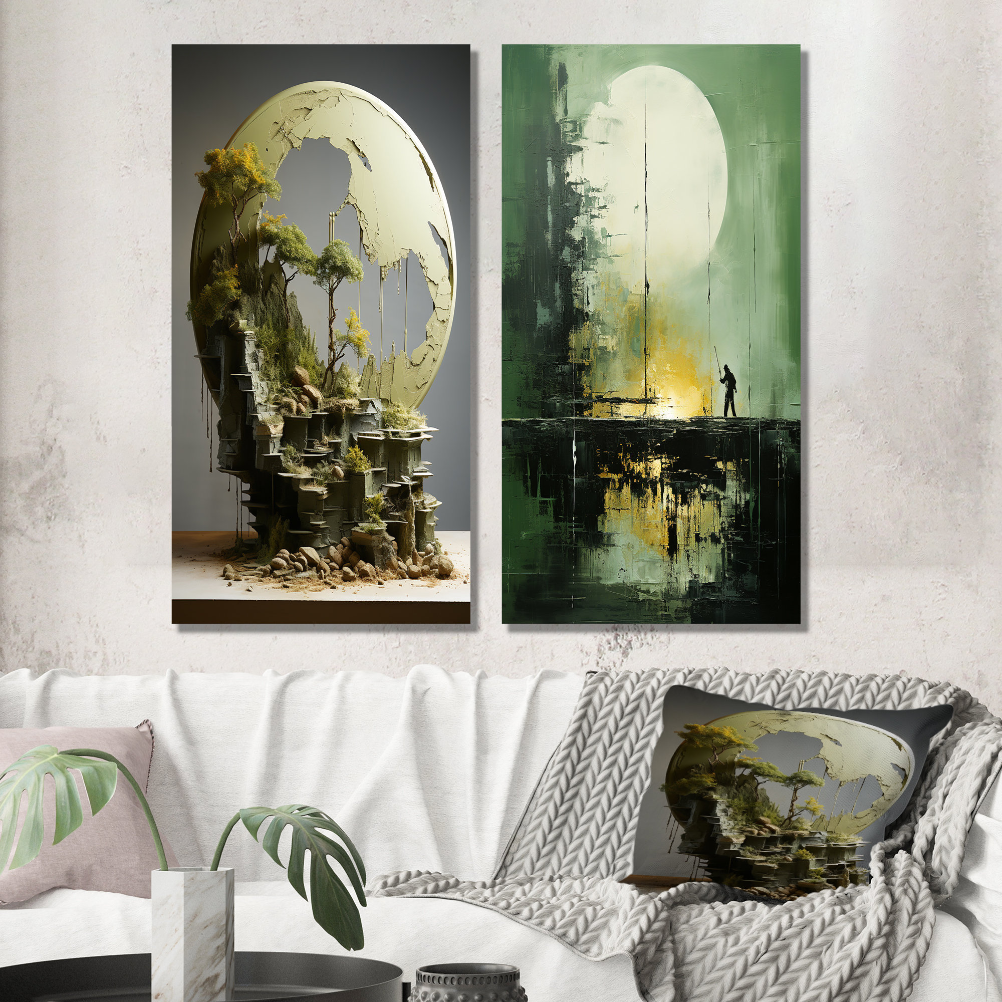 Latitude Run® Moon Moss Mystery Reflections - Moon Metal Art Print Set ...