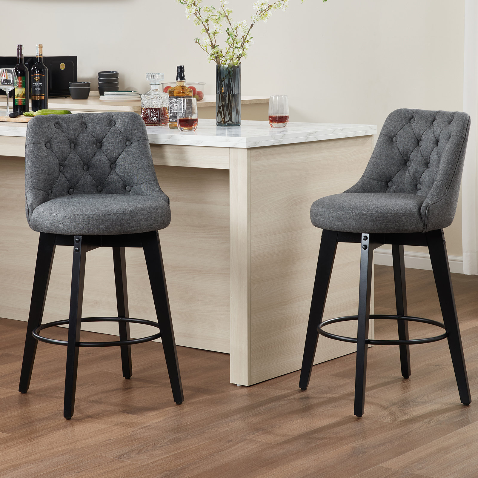 Darby Home Co Aneshka swivel upholstered counter stool(Set of 2) | Wayfair