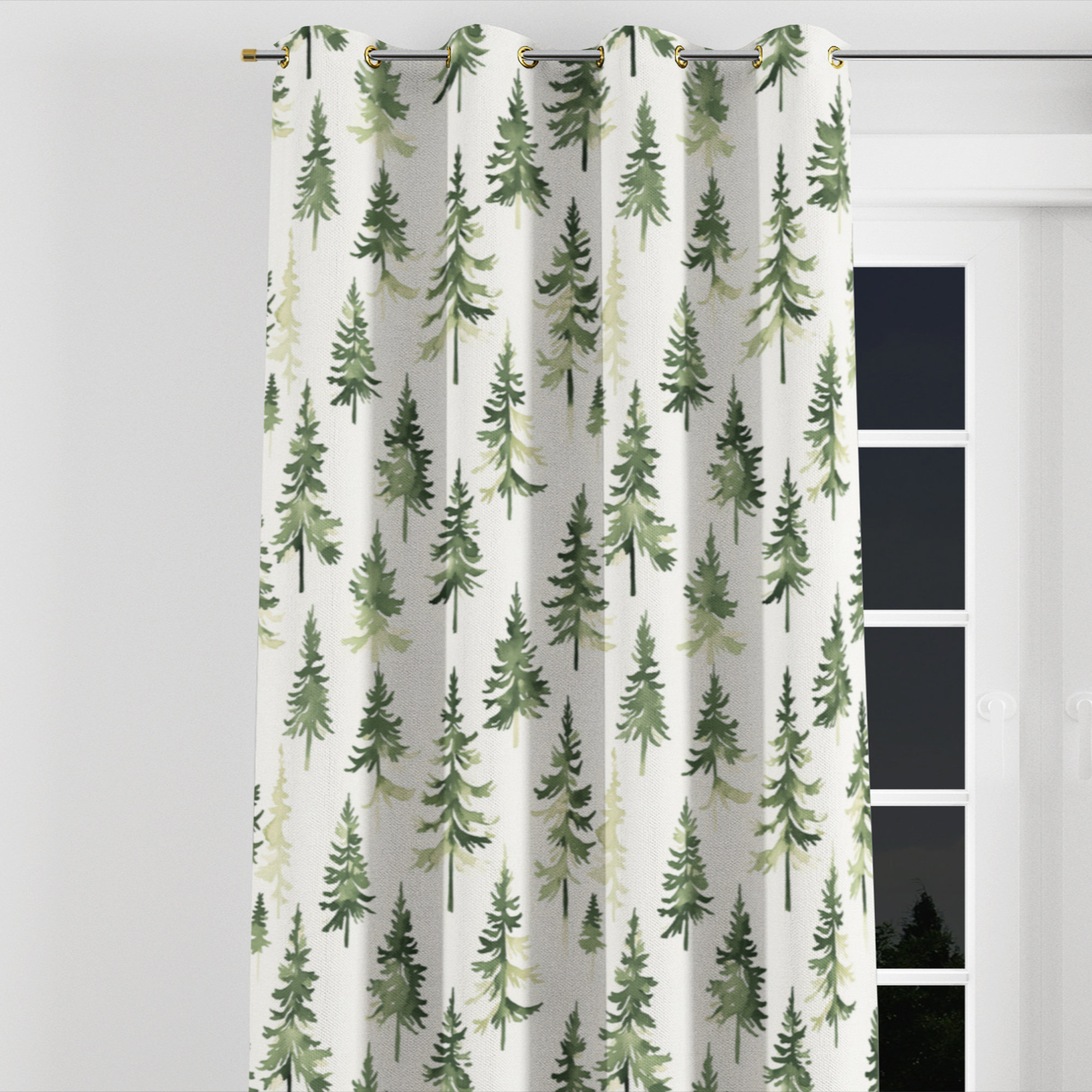 East Urban Home Rustic Lodge Blackout Curtains - Floral Green Cedar Air ...