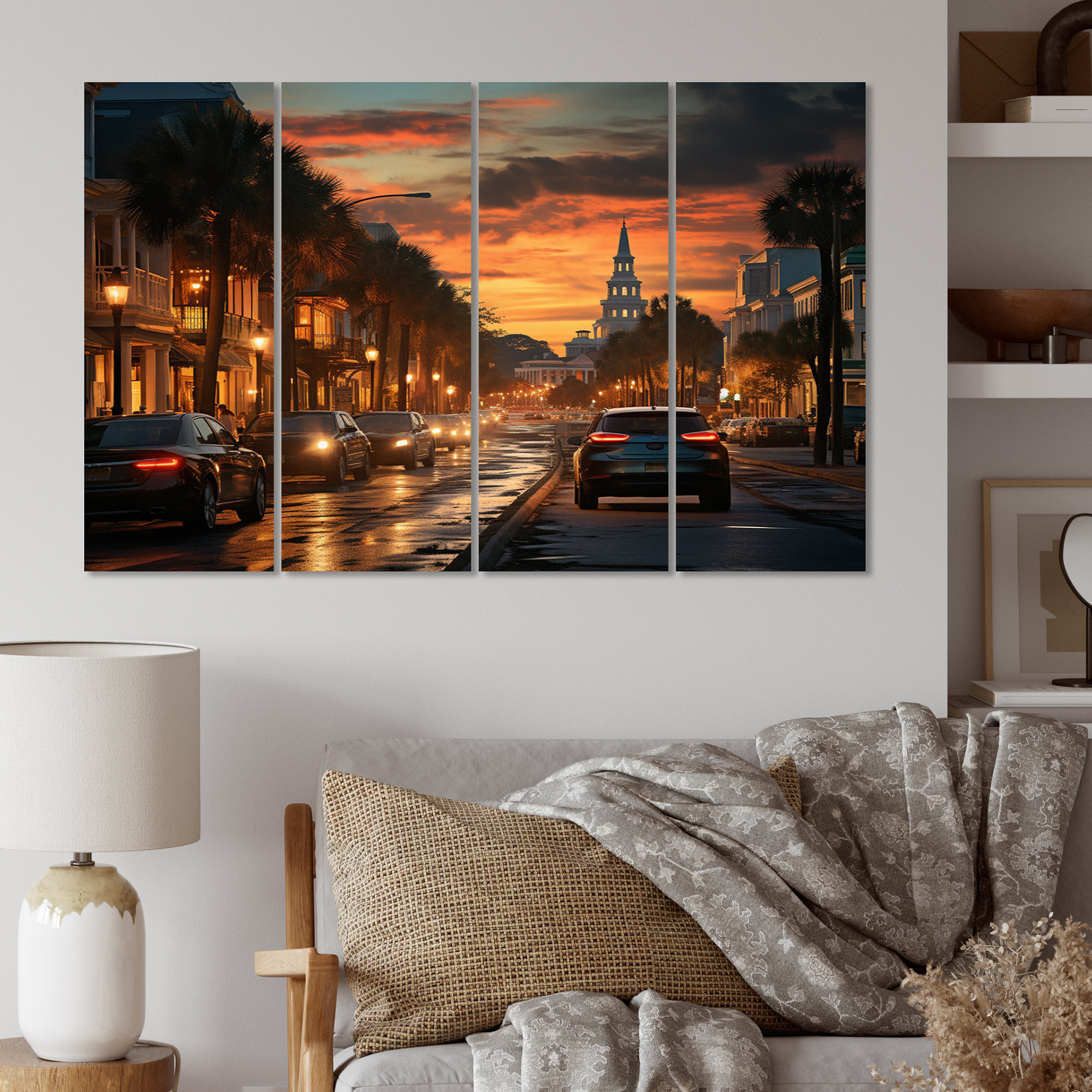 Design Art Charleston Beautiful Cityscape III - Cityscapes Metal Wall ...