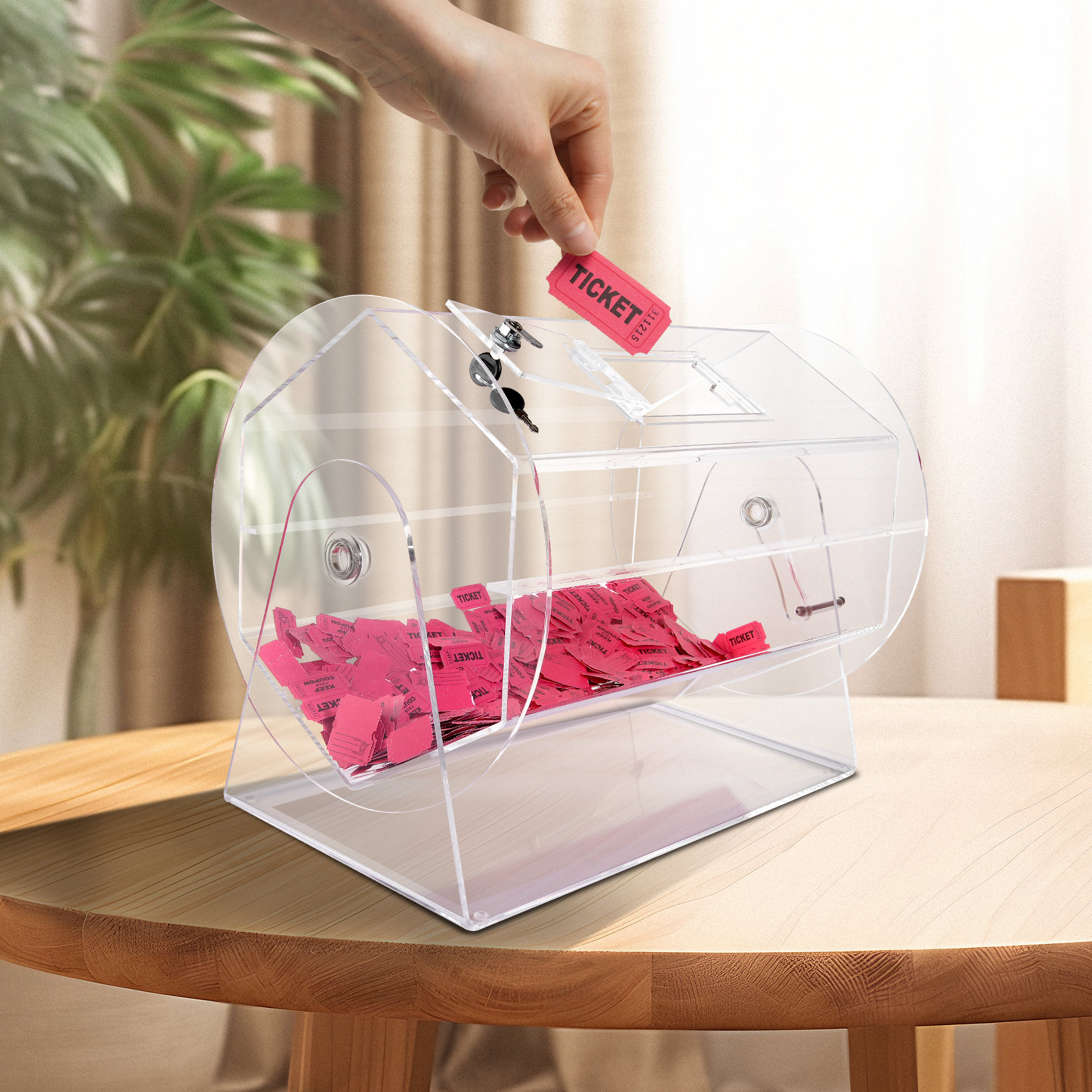 VEVOR Acrylic Raffle Drum,Professional Raffle Ticket Spinning Cage with ...