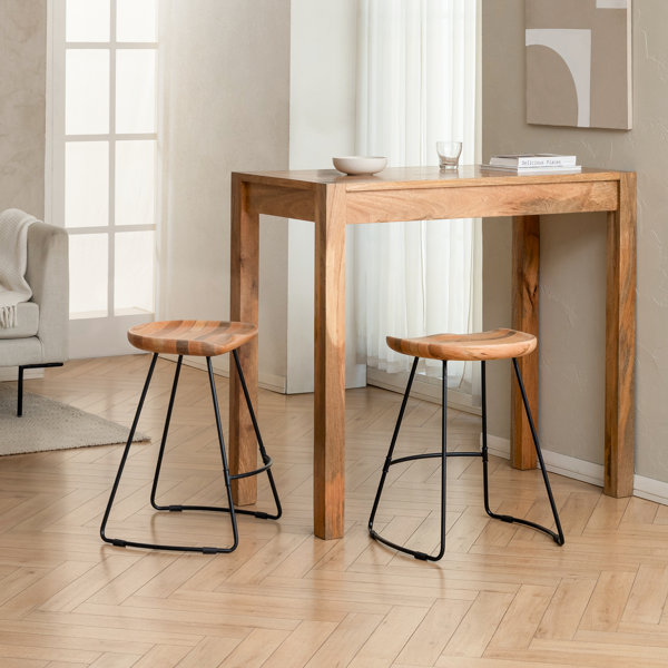 17 Stories Roney Solid Wood Kitchen Counter Bar Stool | Wayfair