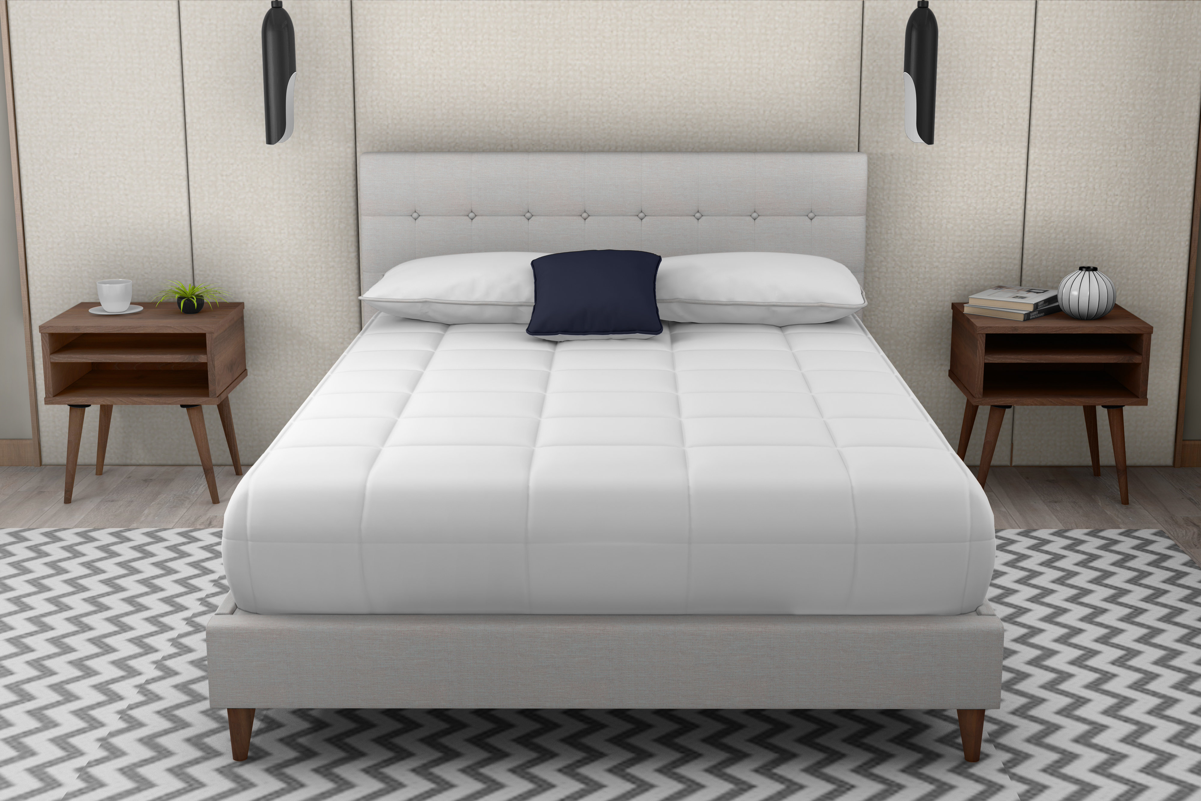NFusion Atlas Upholstered Bed with 2 Matching Nightstands | Wayfair