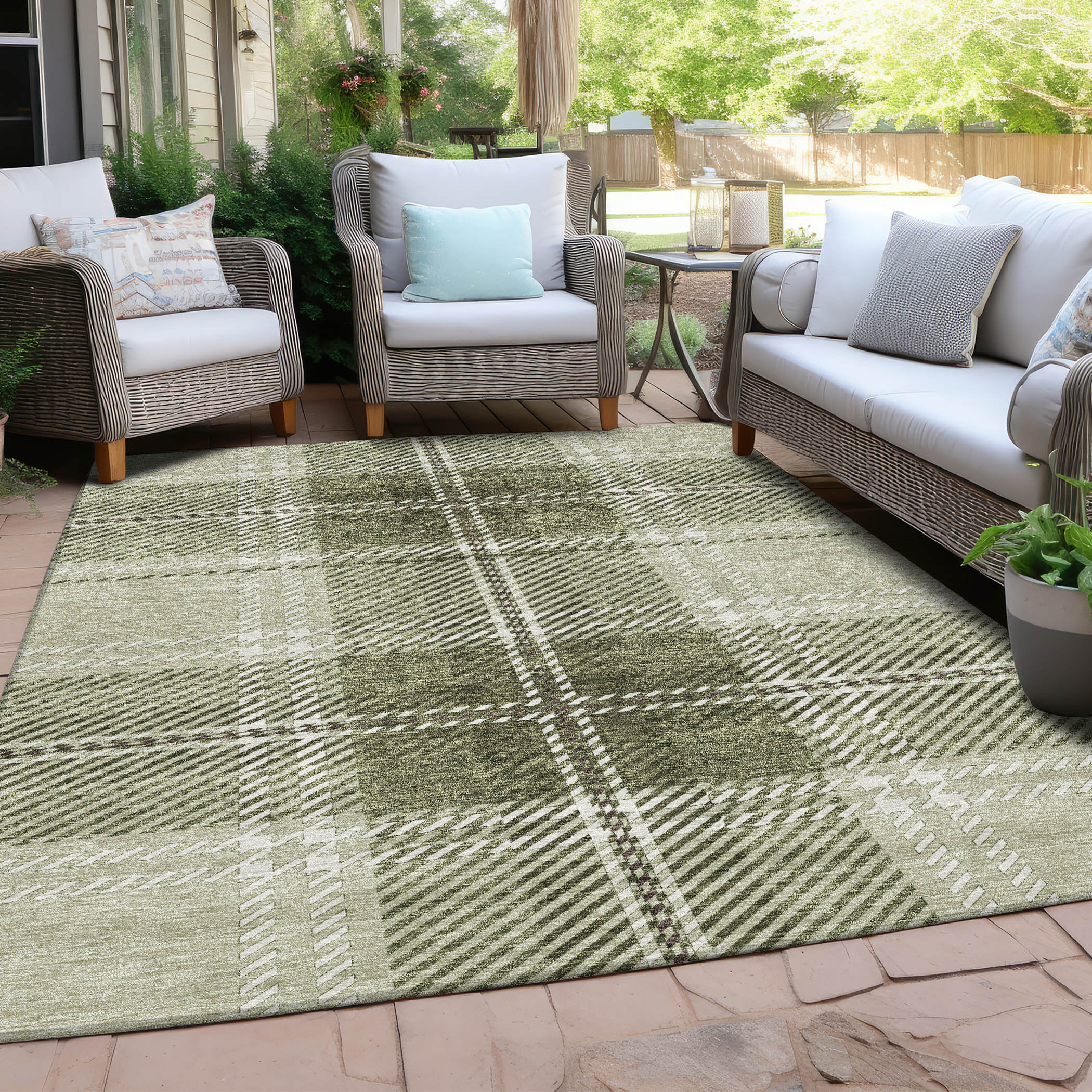 Langley Street Machine Washable Indoor/Outdoor Maliana ACN935 Aloe Rug - Wayfair Canada