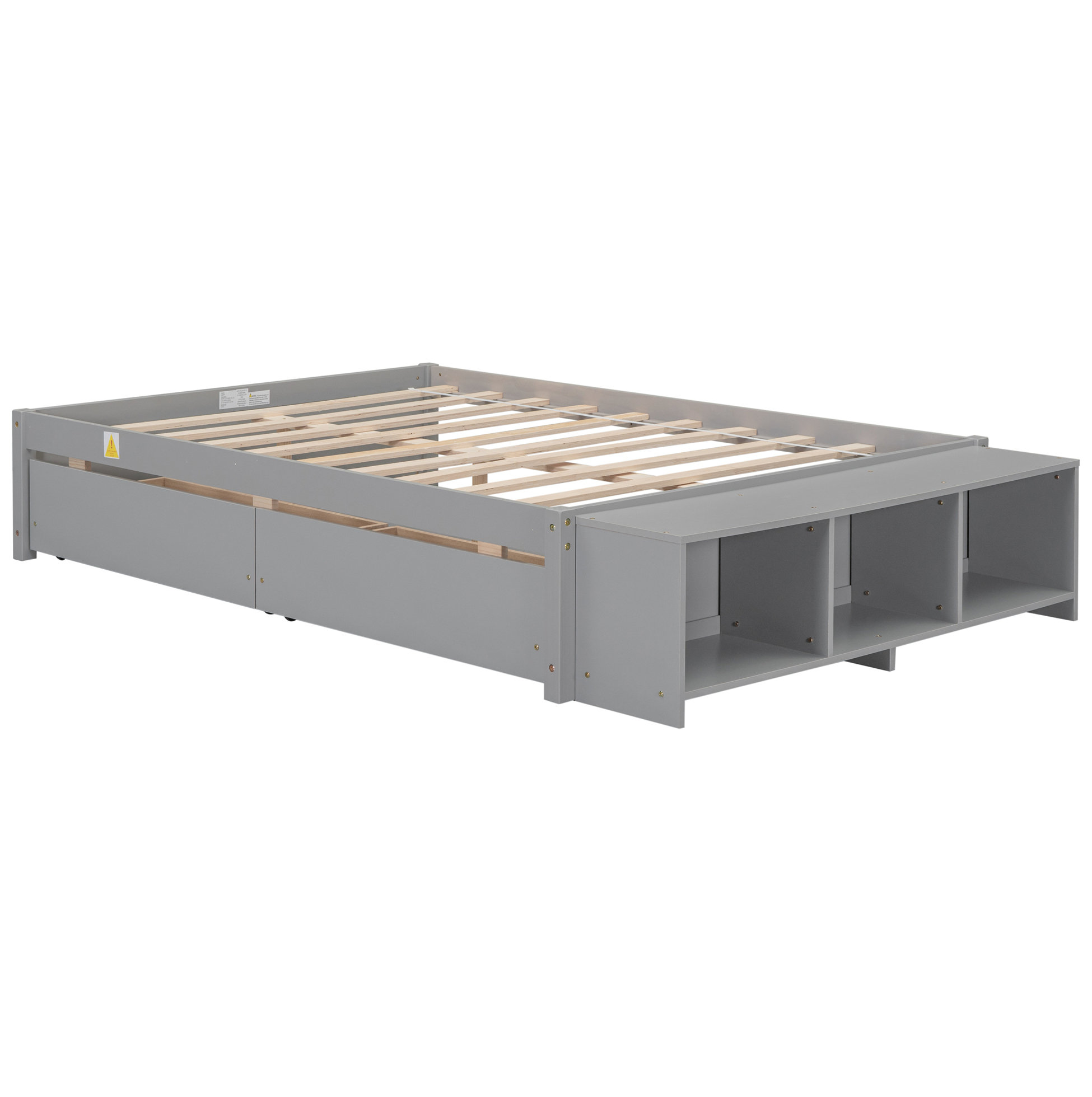 Latitude Run® Full Size Bed With Storage Case, 2 Storage Drawers ...