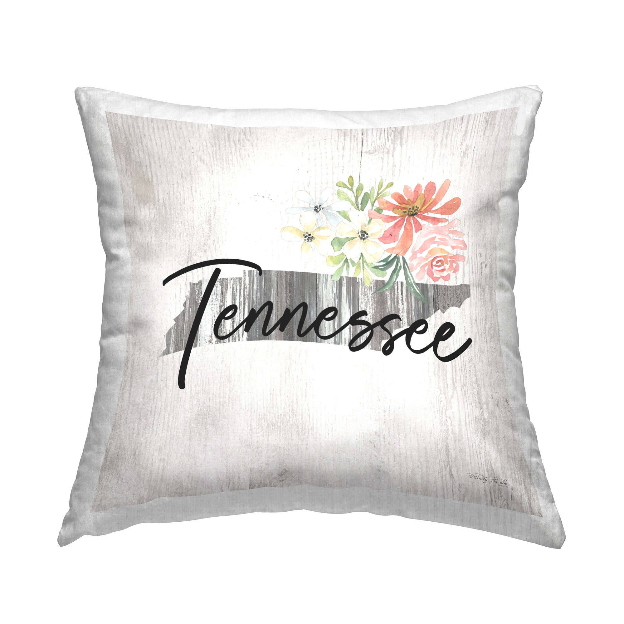 Stupell Industries Floral Tennessee Rustic State Printed Throw Pillow ...
