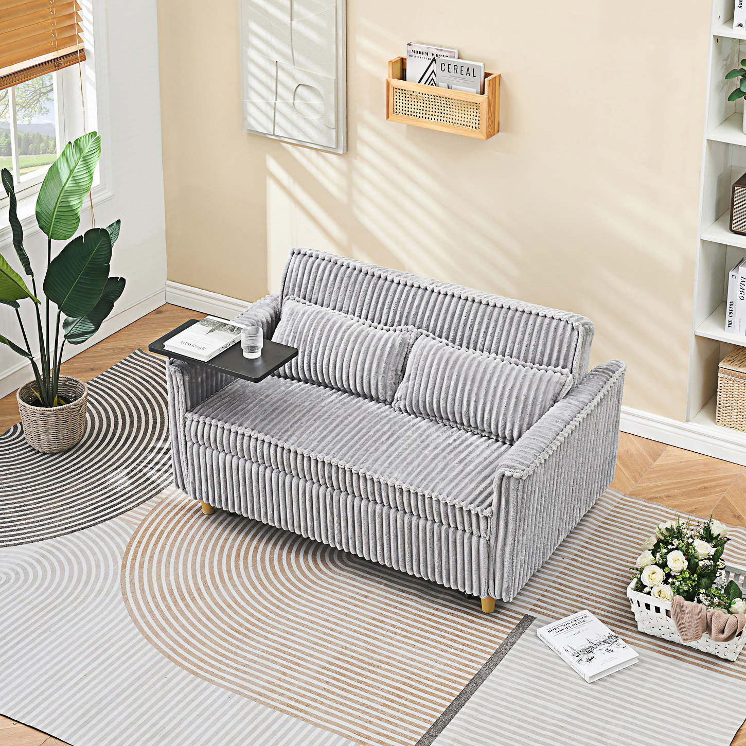 Latitude Run® Pull-Out And Push-In Sofa With A Movable Tabletop And Usb ...