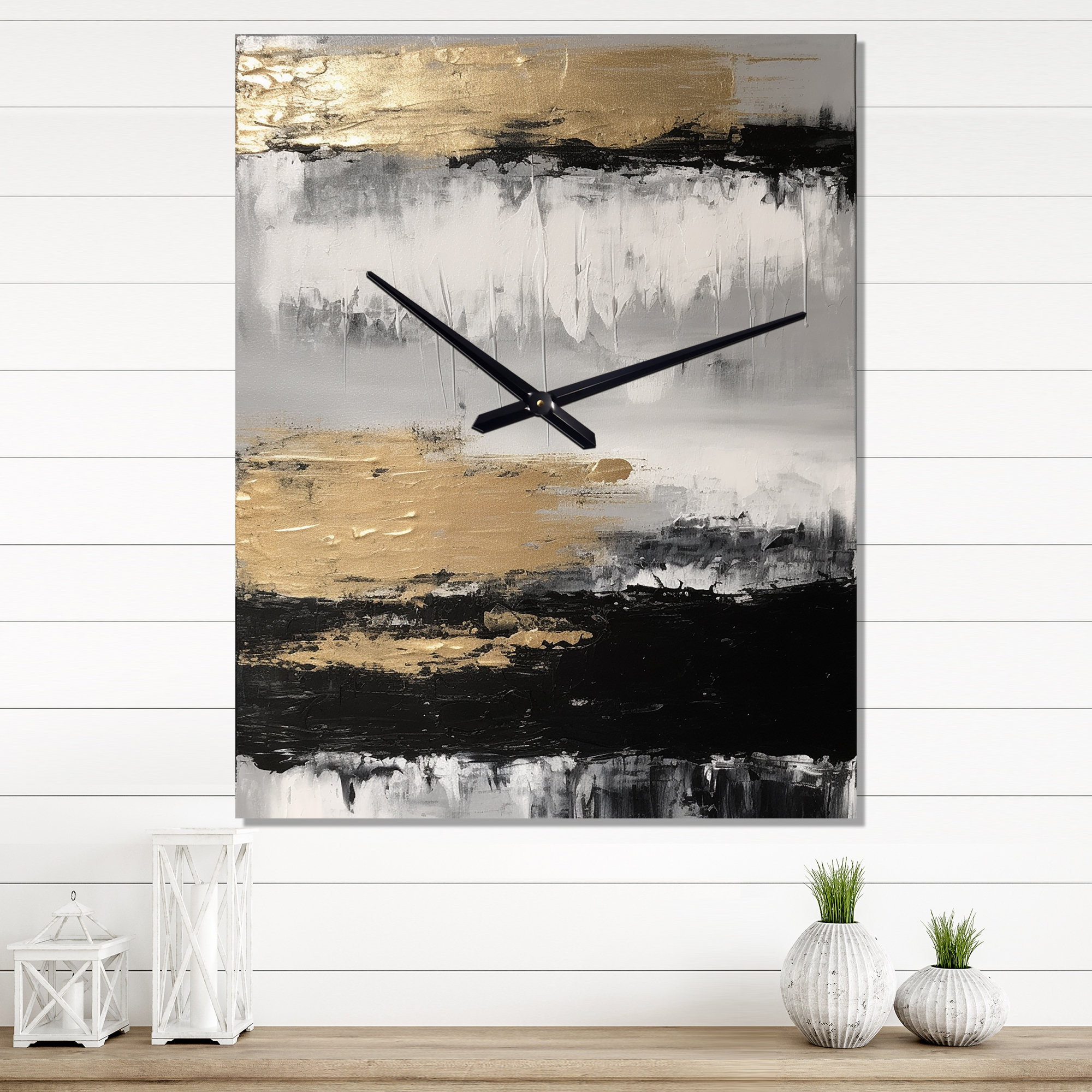 Design Art Minimal Joy In Black And Gold III - Abstract Painting Modern ...