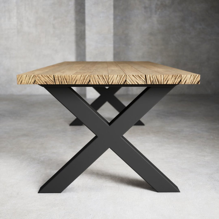 Foundry Select Statesboro Solid Wood Top Metal Base Dining Table | Wayfair