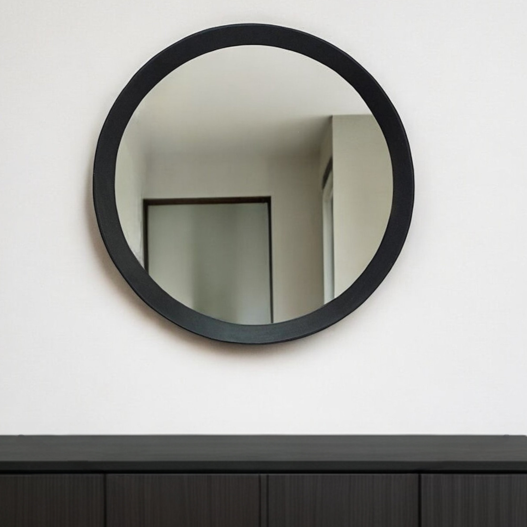HomeRoots 20" Dark Brown Round Wood Framed Accent Mirror | Wayfair