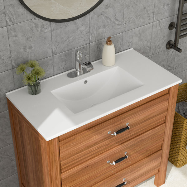 Lordear 36" L x 18" W Bathroom Vanity Top Ceramic Undermount Sink White ...