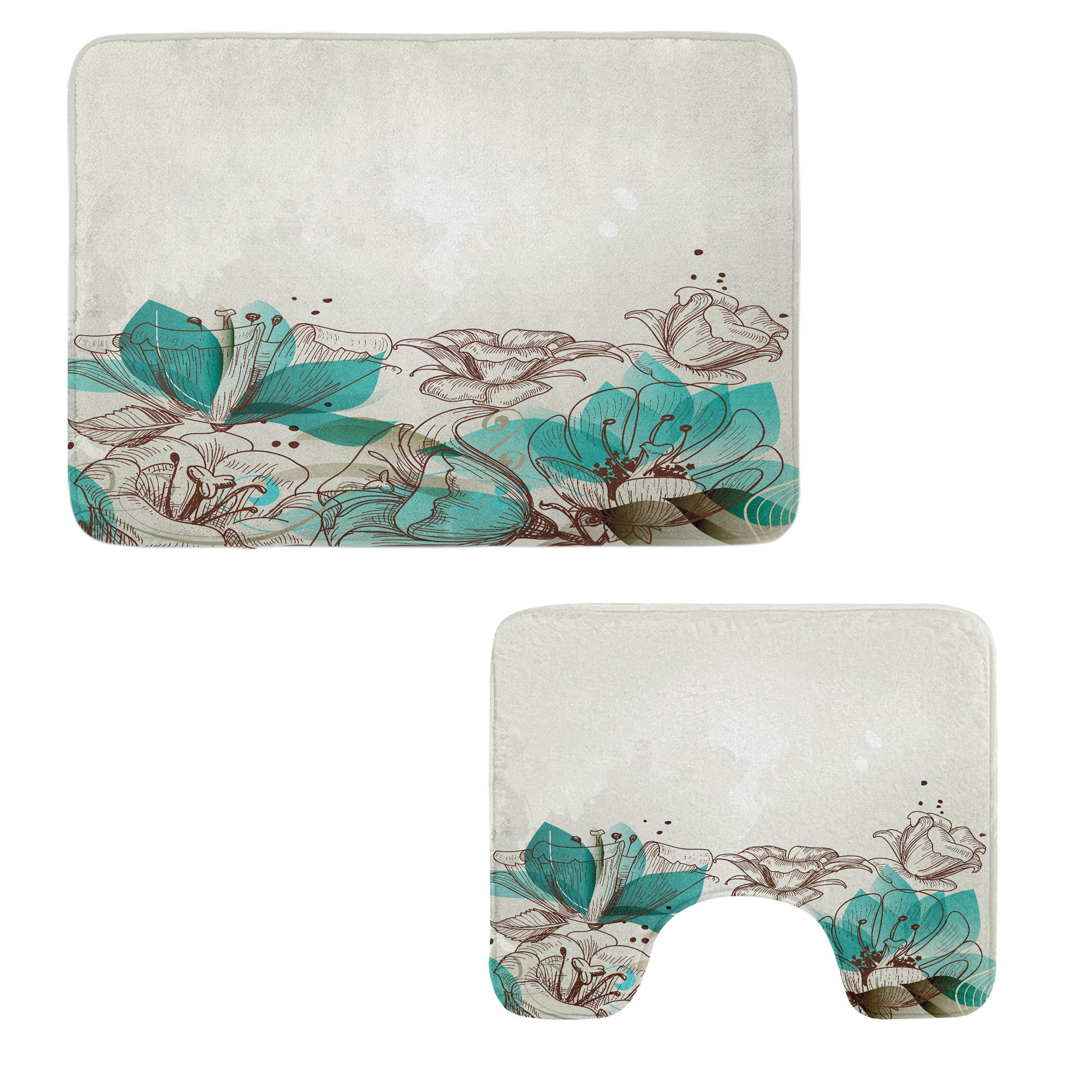 East Urban Home Turquoise Bathroom Rug Set 2 Pieces Rectangle & Contour ...