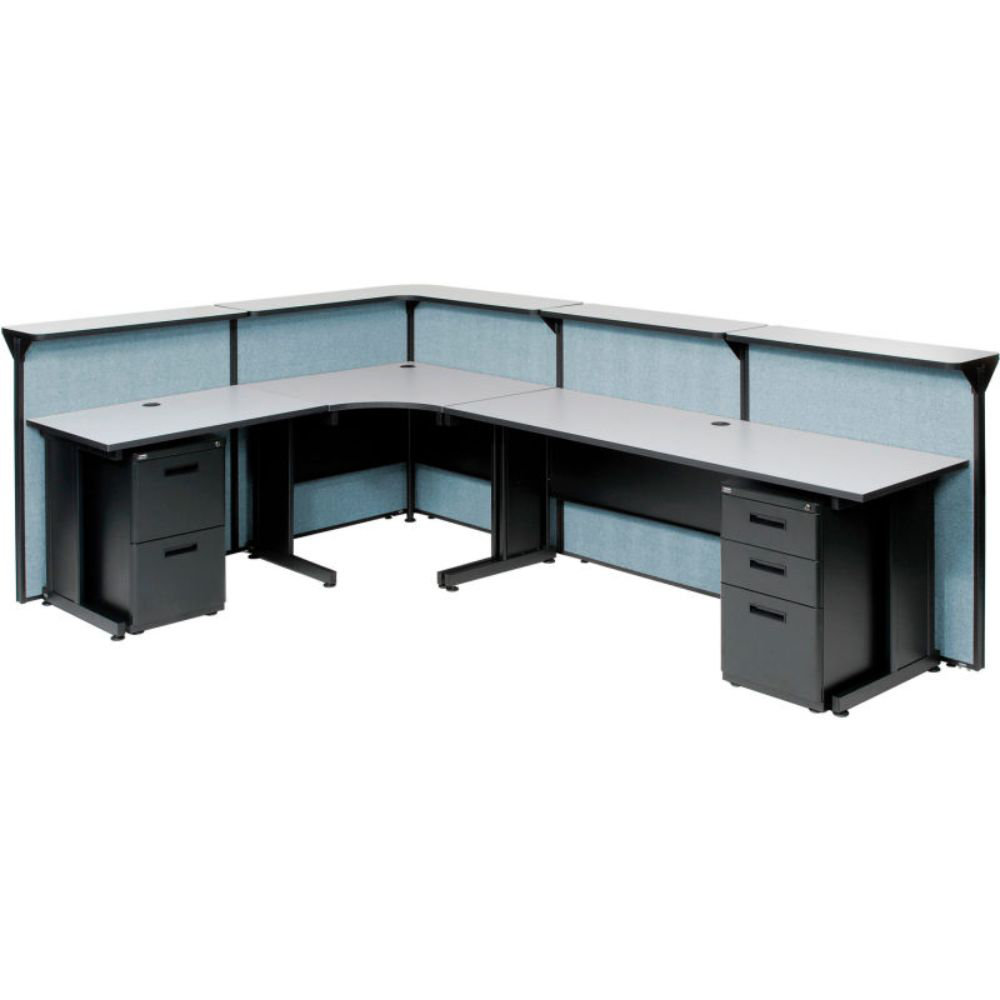 Interion L-Shaped Reception Station, 116"W X 80"D X 44"H, Grey Counter ...
