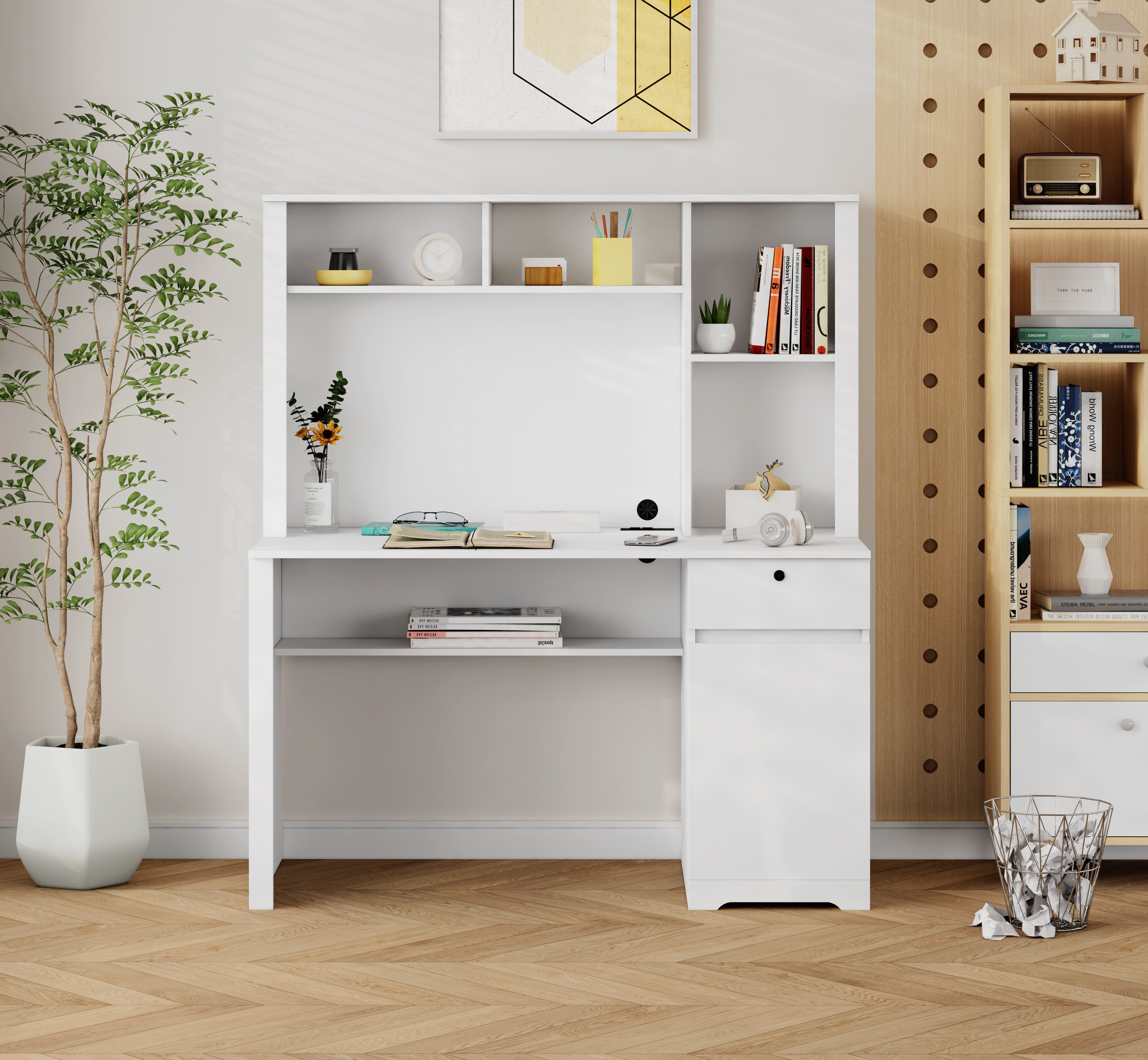 Latitude Run® Blerta 51.2'' W Rectangle Computer Desk with and Cabinet ...