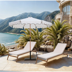 Arlmont & Co. Chavonte Fabric With Piping / Aluminum Patio Umbrella ...