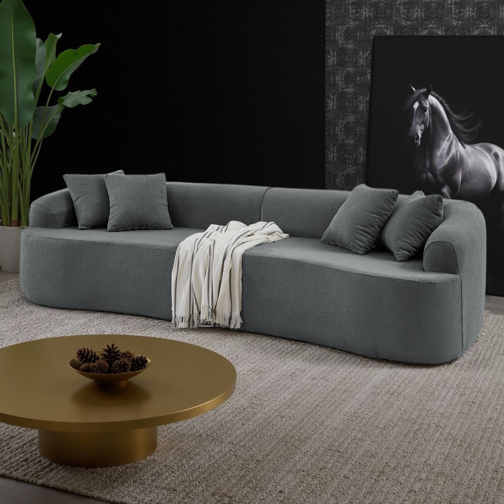 Time Apparel Curved Modular Sectional Sofa in Lamb's Wool – Modern ...