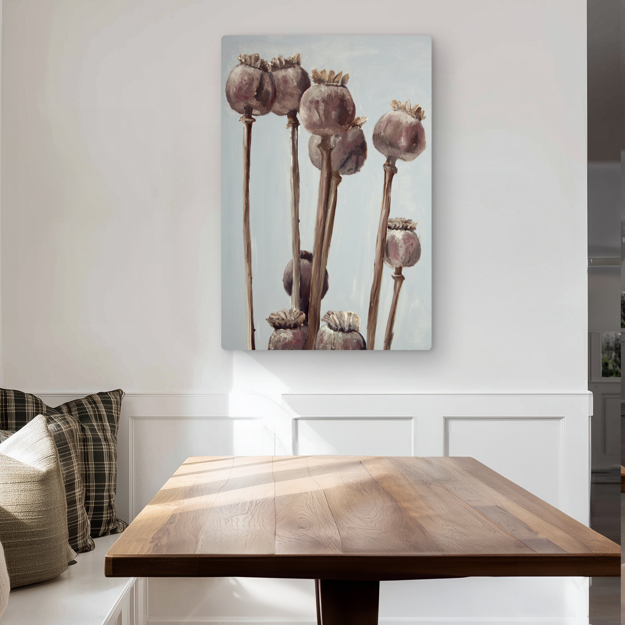 Lark Manor™ Sepia Poppy Head Plants | Bathroom Flowers Metal Print ...