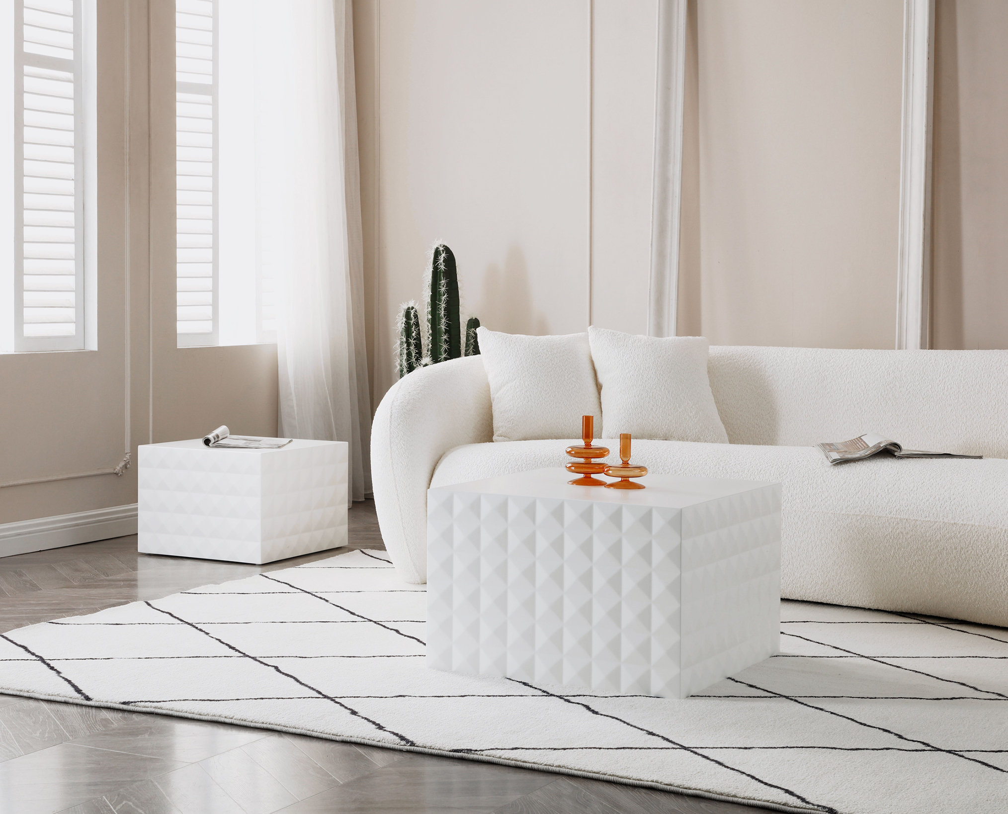 George Oliver Square Nesting Table Set of 2, MDF Coffee Table set for ...