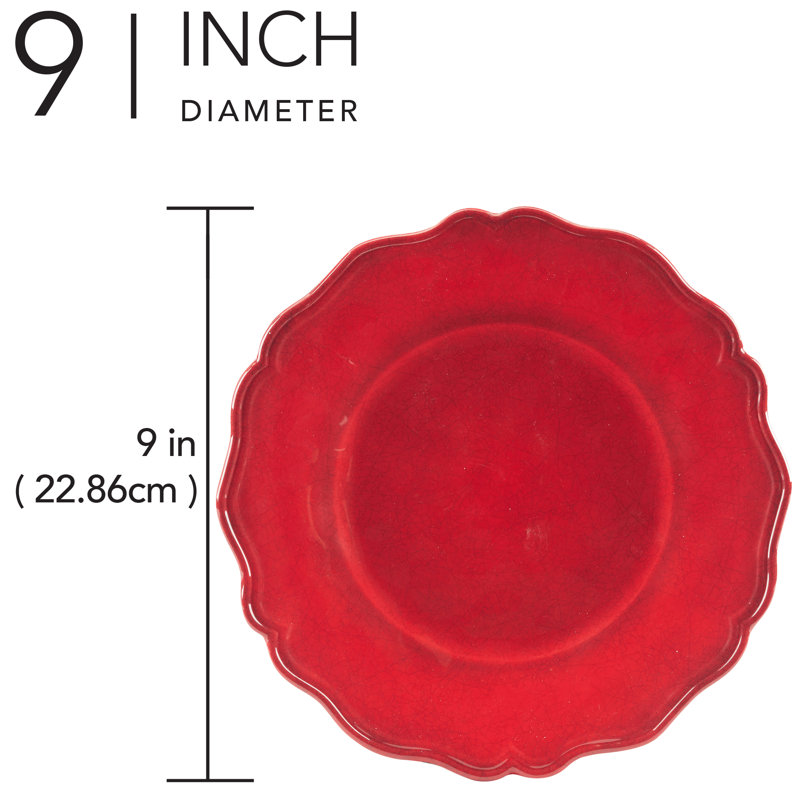 Certified International Red Crackle Set of 4 Salad Plate 9" | Wayfair