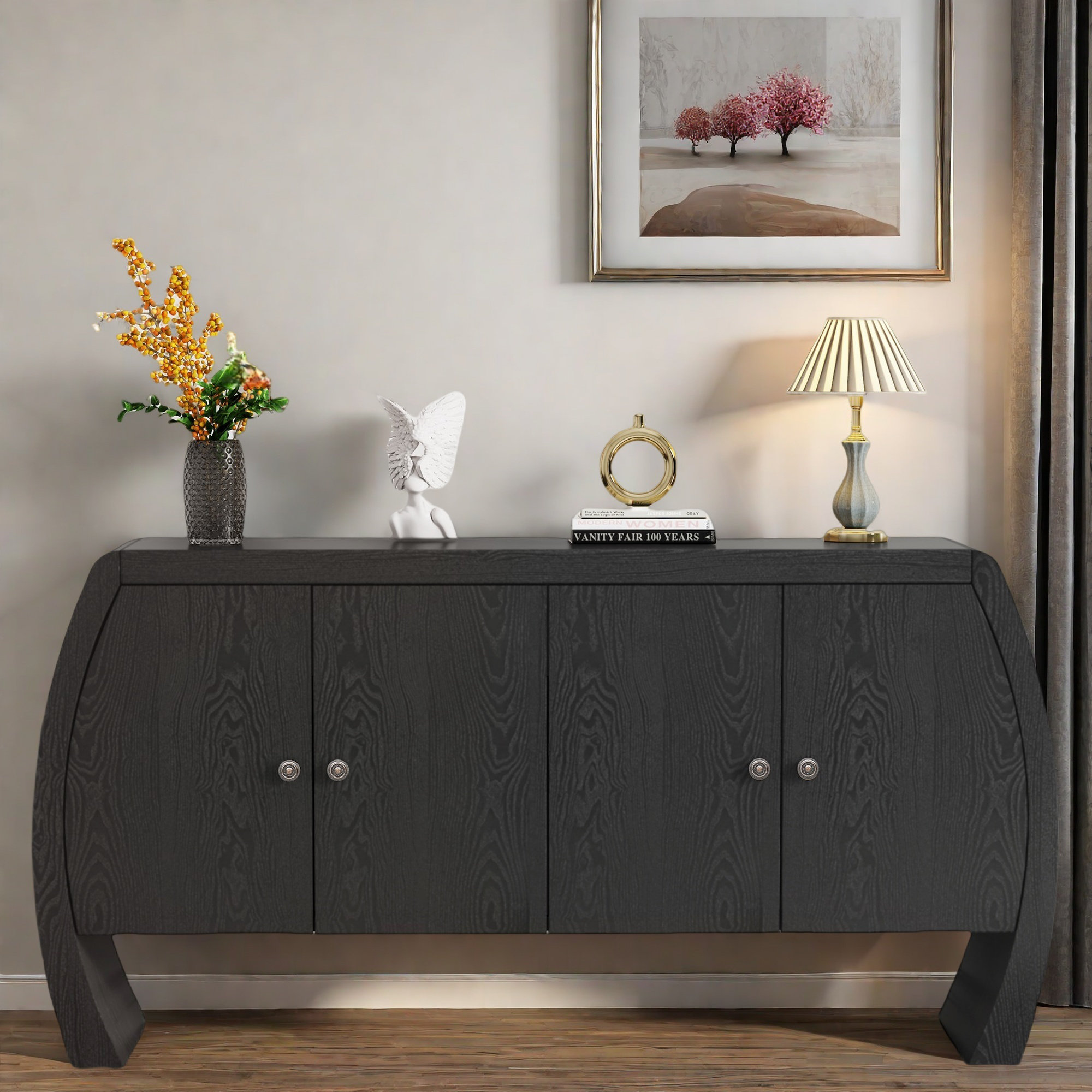 Ebern Designs Four-door Sideboard With Rounded Arc Legs, Antique Brass ...