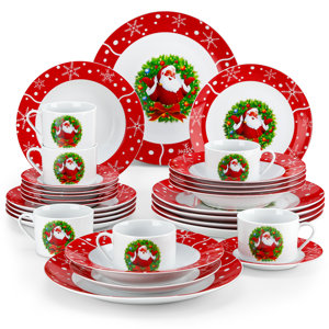 Vancasso 30 Piece Porcelain Christmas Dinnerware Set For Christmas ...