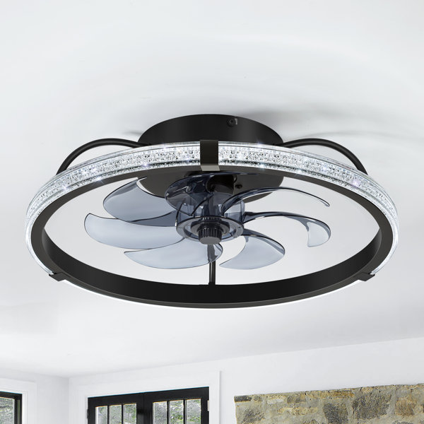 Wrought Studio Kyell 20" Low Profile Bladeless Black Ceiling Fan with ...