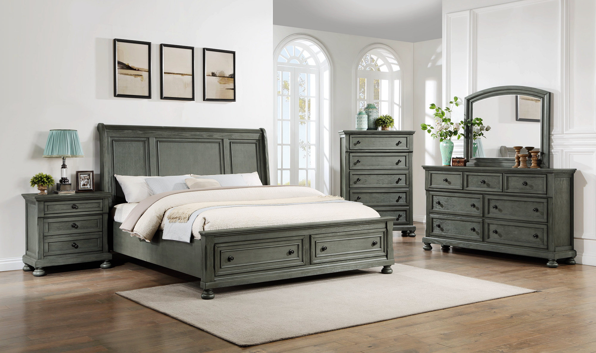Canora Grey Syonna 5 Piece Contemporary Storage Bedroom Set with 2 ...