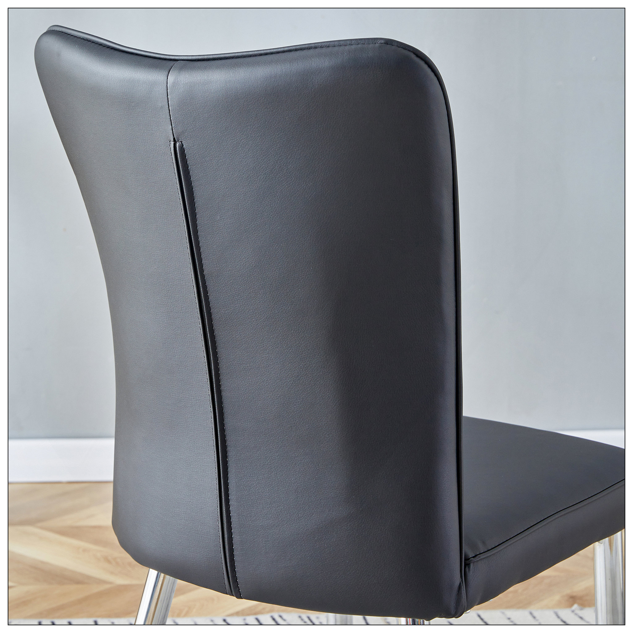Latitude Run® Modern Minimalist Dining Chairs With PU Leather And Metal ...