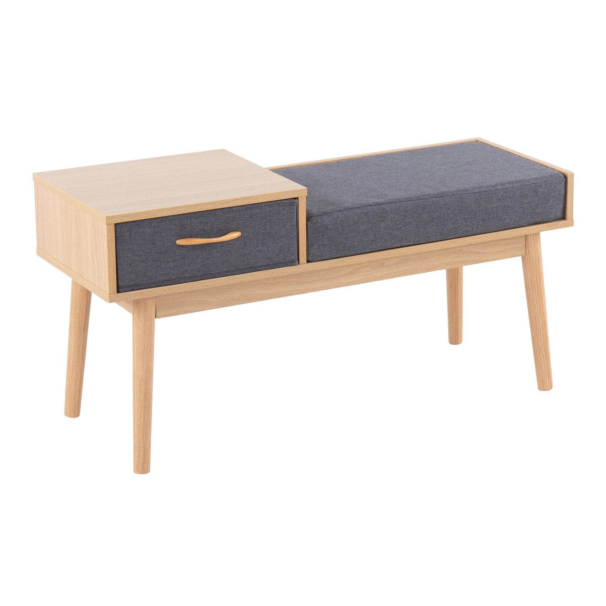 George Oliver Telephone Contemporary Bench In Wood And Fabric With Pull ...