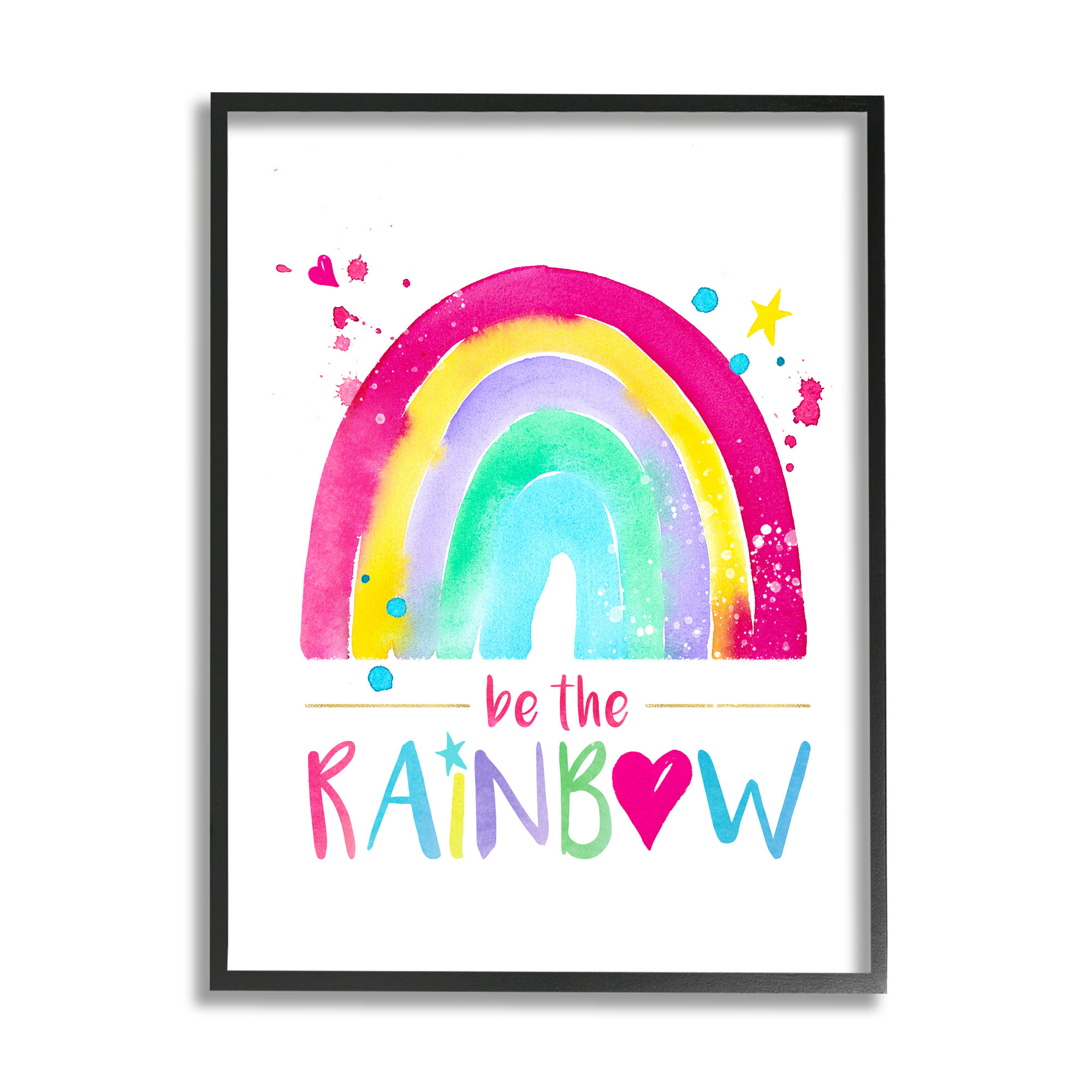 August Grove Modern Rainbow Splash Framed Giclee Art Design By Enya ...
