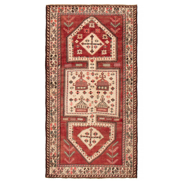 Isabelline Jaffa One-of-a-Kind 5'0" X 9'4" 1990s Wool Area Rug Red ...