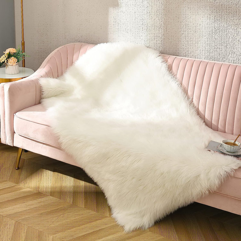 Mercer41 Pinckney Stylish Fluffy Shag White Area Rug & Reviews | Wayfair