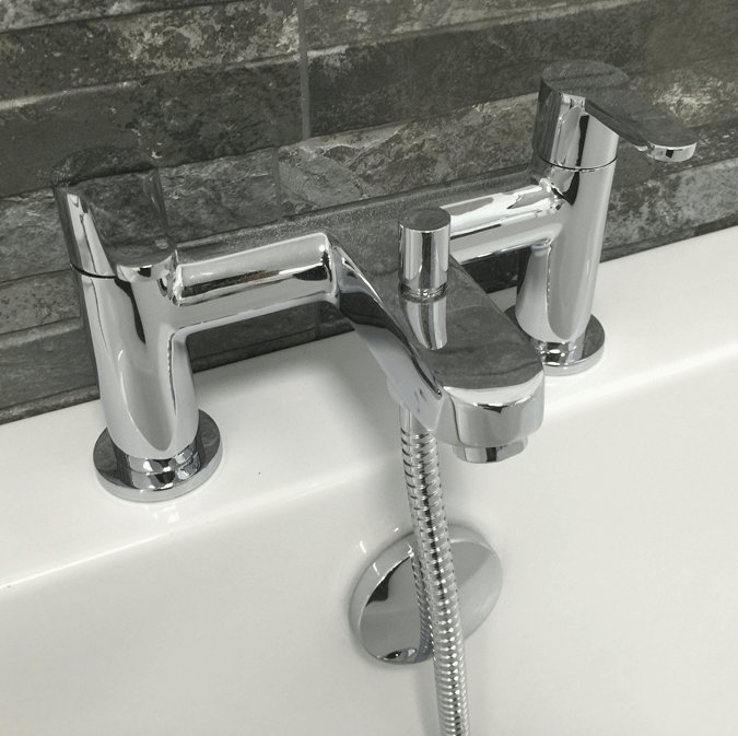 WhiteStone 2 Handle Deck Bath Shower Mixer Bath Filler with Diverter ...