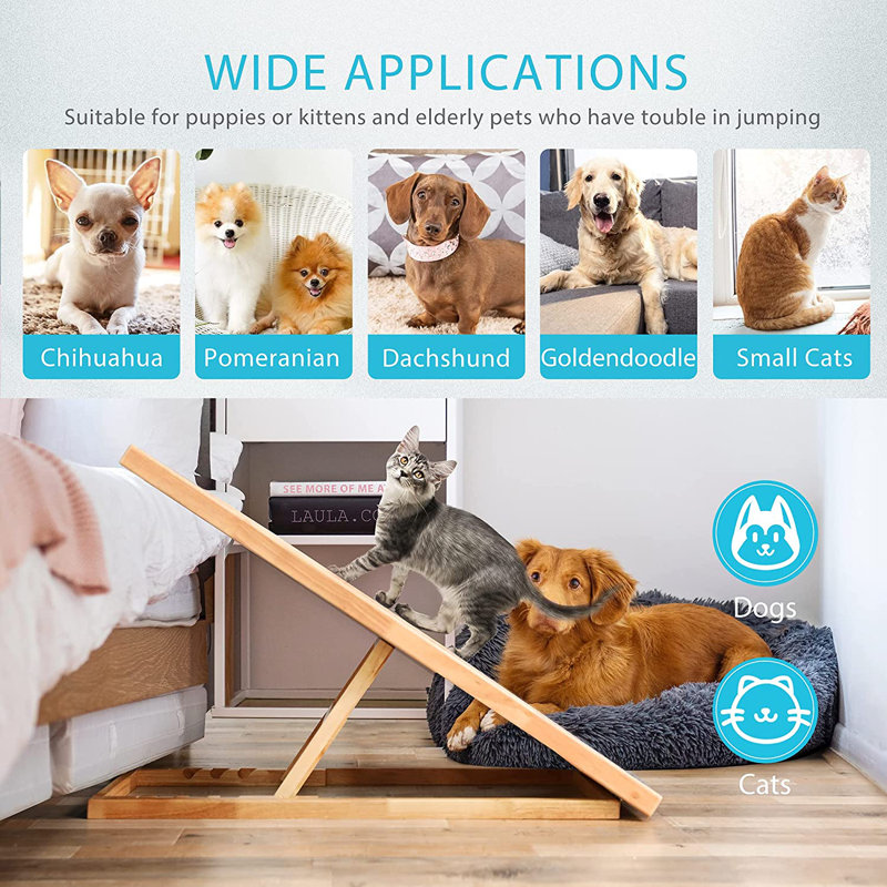 VIVOHOME Destar Wooden Adjustable 40.94" Pet Ramp | Wayfair