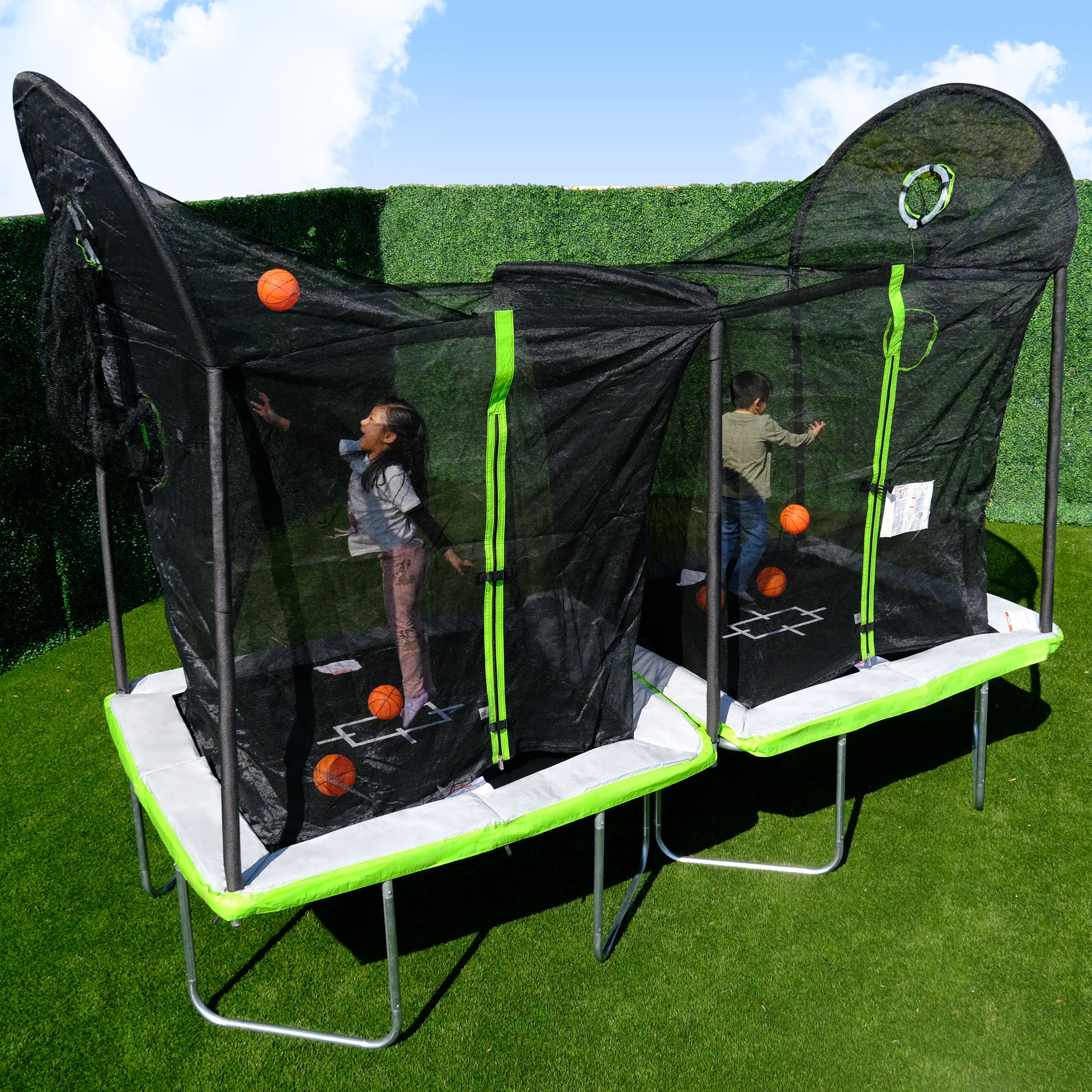 TruJump Battle Ball 12' Rectangle Trampoline with Safety Enclosure ...