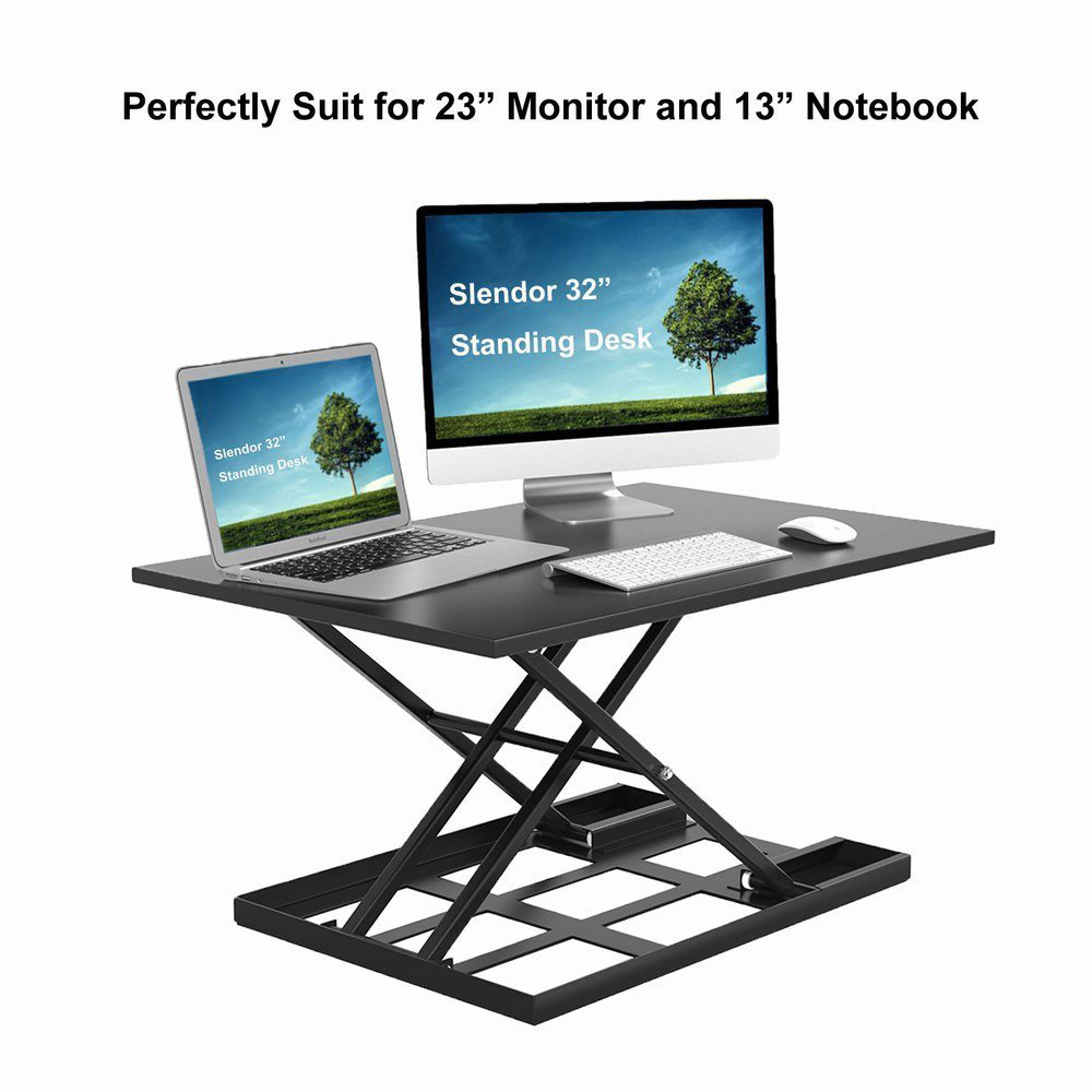 Ebern Designs Standing Desk, Height Adjustable Sit Stand Converter, 32 ...