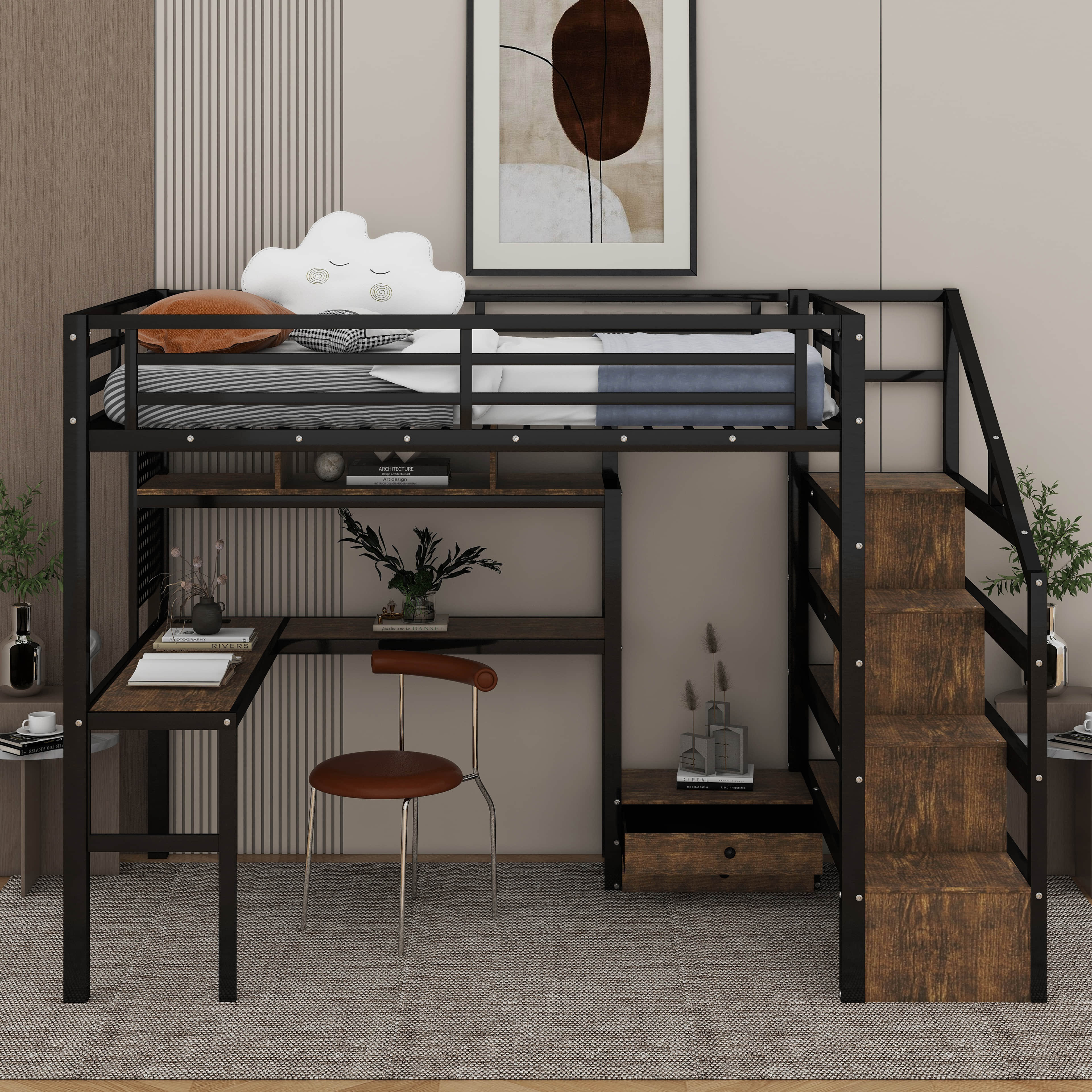 Full Size Staircase Loft Bednull