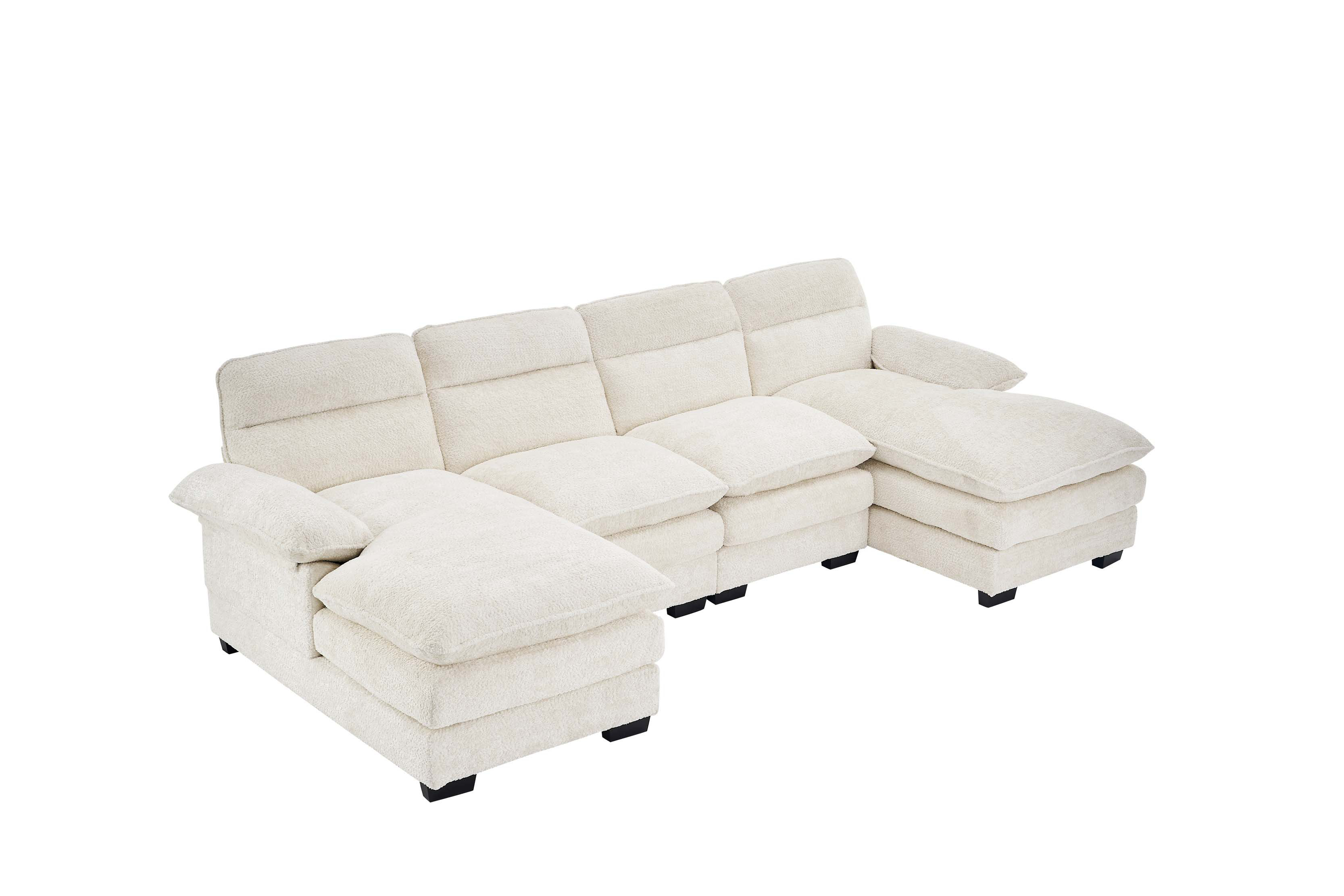 Latitude Run® U-Shaped Modular Chenille Sofa With Two Single Seats And ...