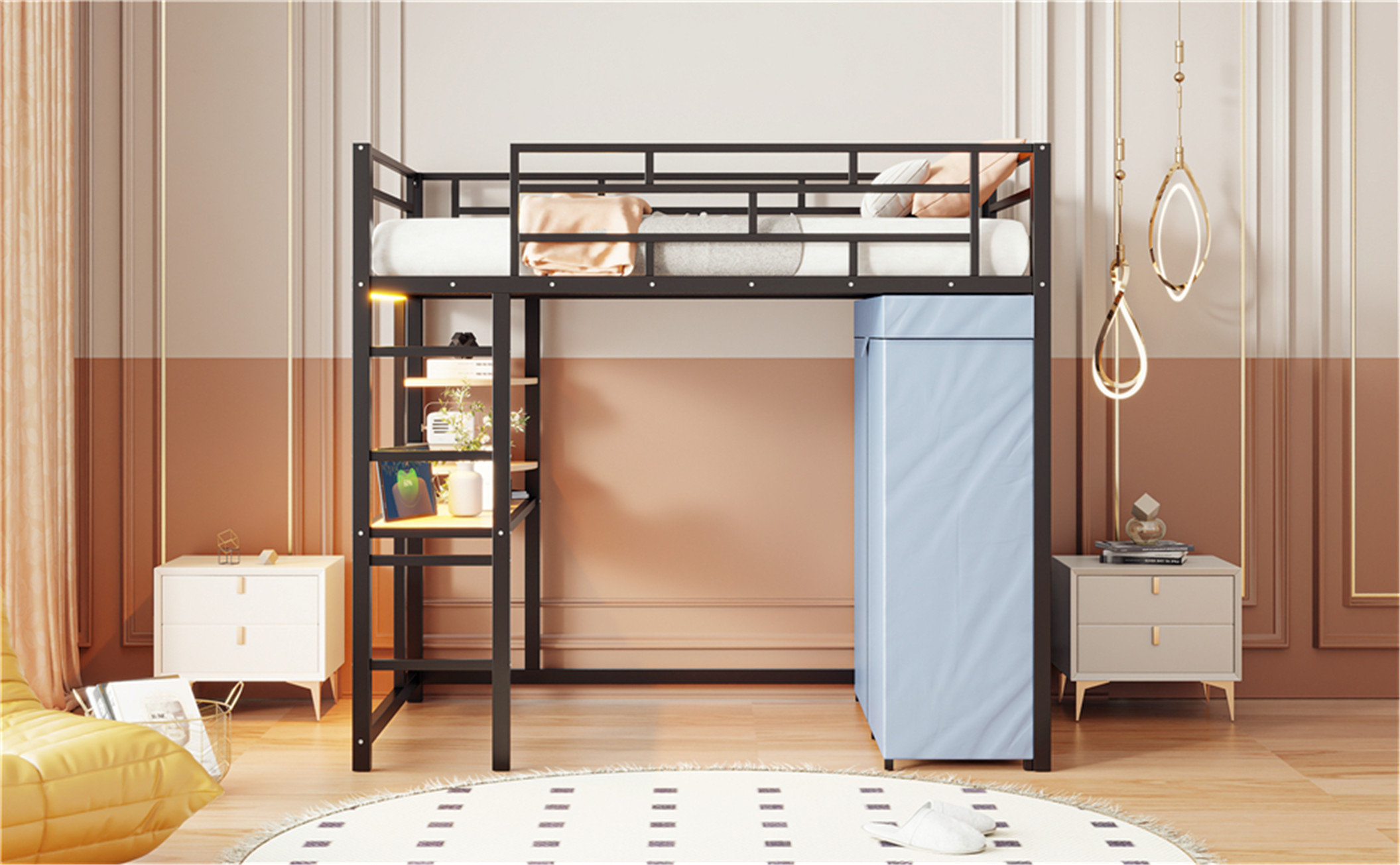 Mason & Marbles Versatile Loft Bed with Desk, Shelves, Power Outlet ...