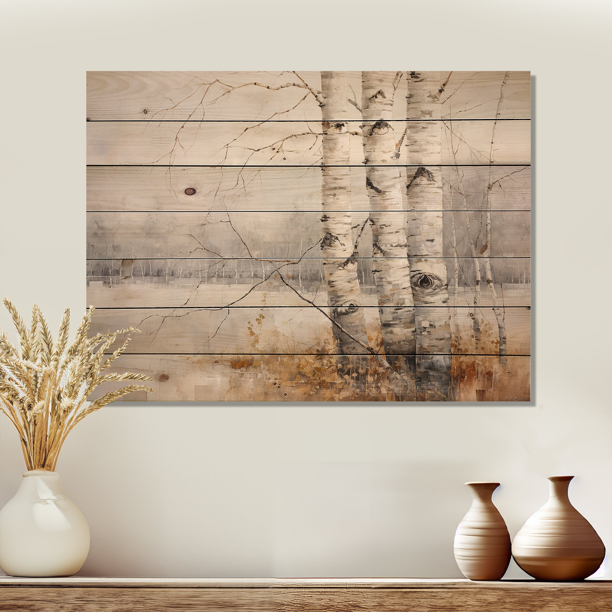 Millwood Pines Minimalism Tree Birchs Breath I - Tree Birch Wood Art On ...