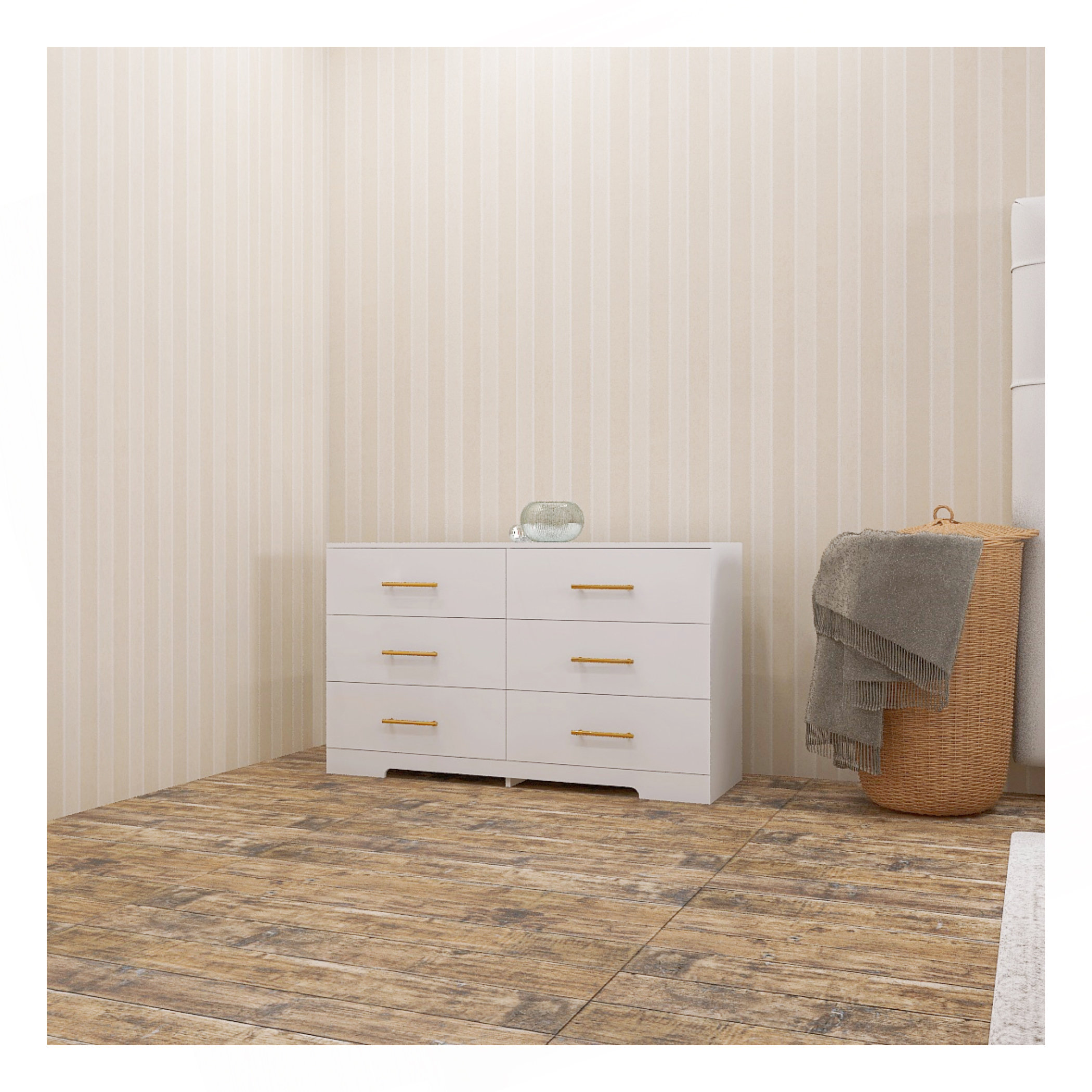 Ebern Designs Large 6 Drawers Chest Of Drawer Dressers Table With ...