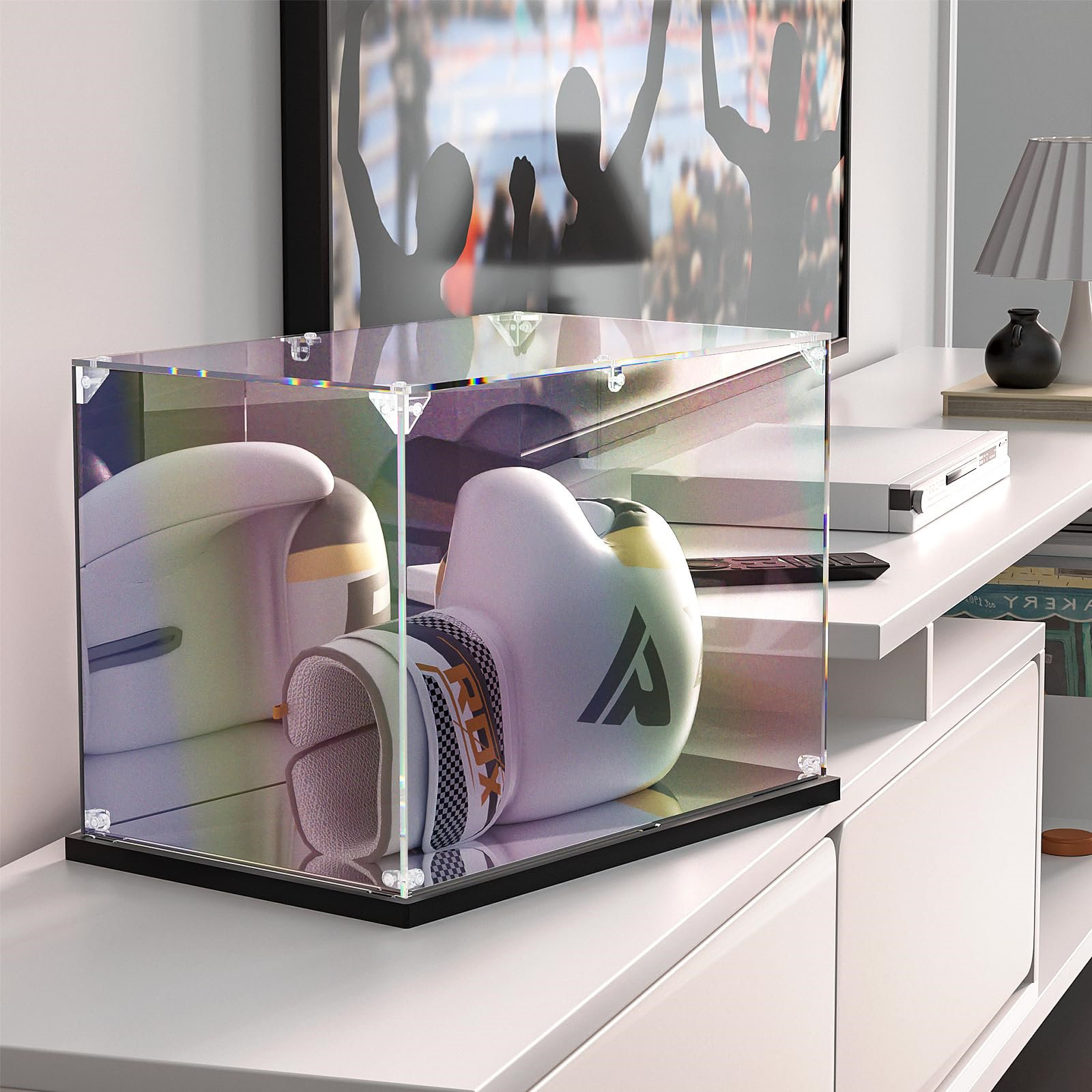 HIRVOK Boxing Glove Display Case with Mirror Back and Base | Wayfair