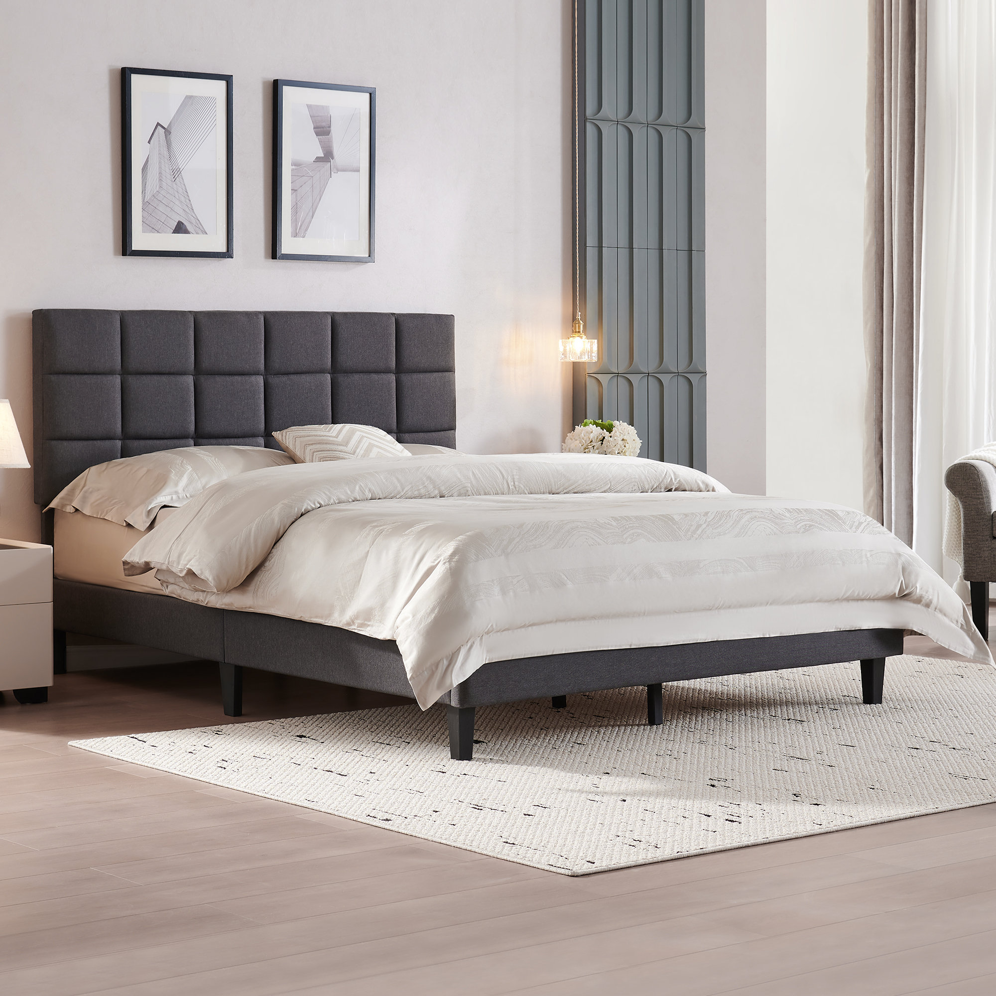 George Oliver Tyseana Contemporary Modern Upholstered Platform Bed with ...