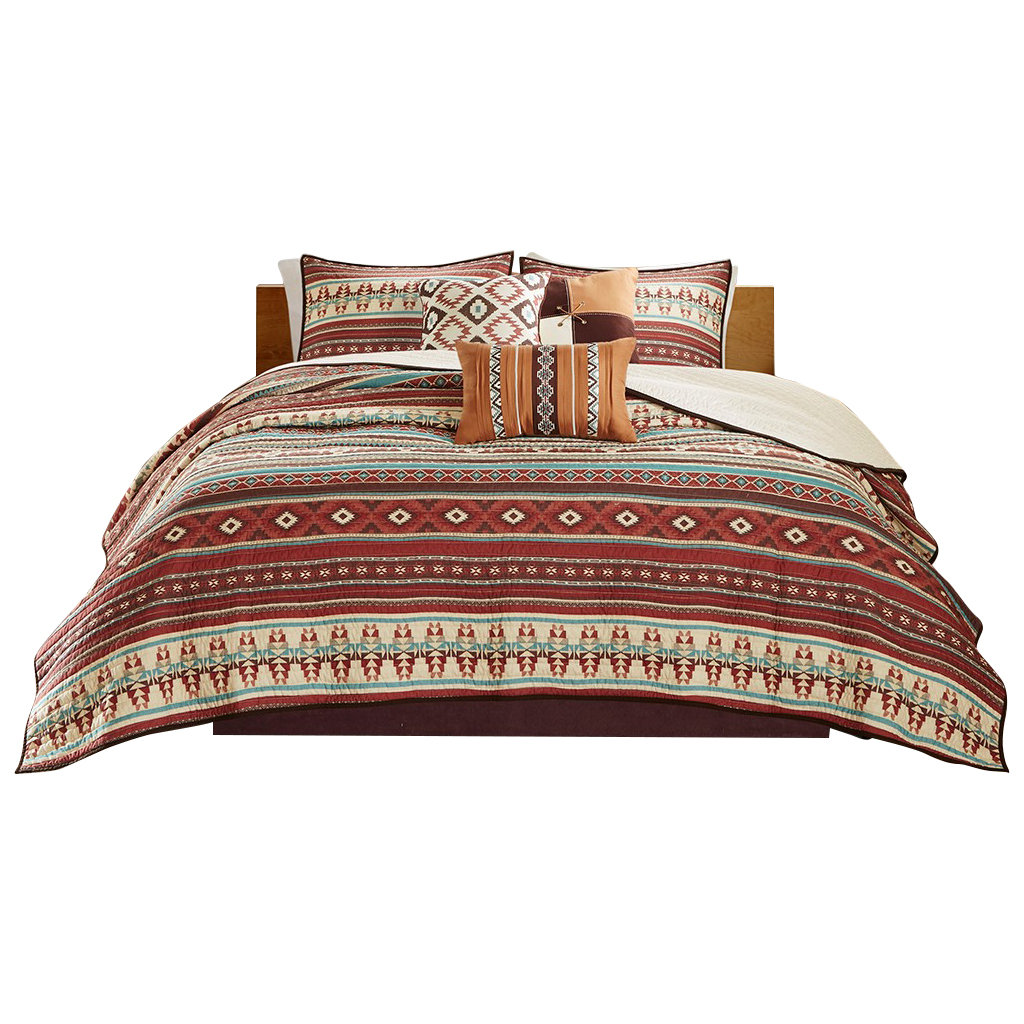 Gracie Mills Stokes 6 Piece Printed Quilt Set with Throw Pillows | Wayfair